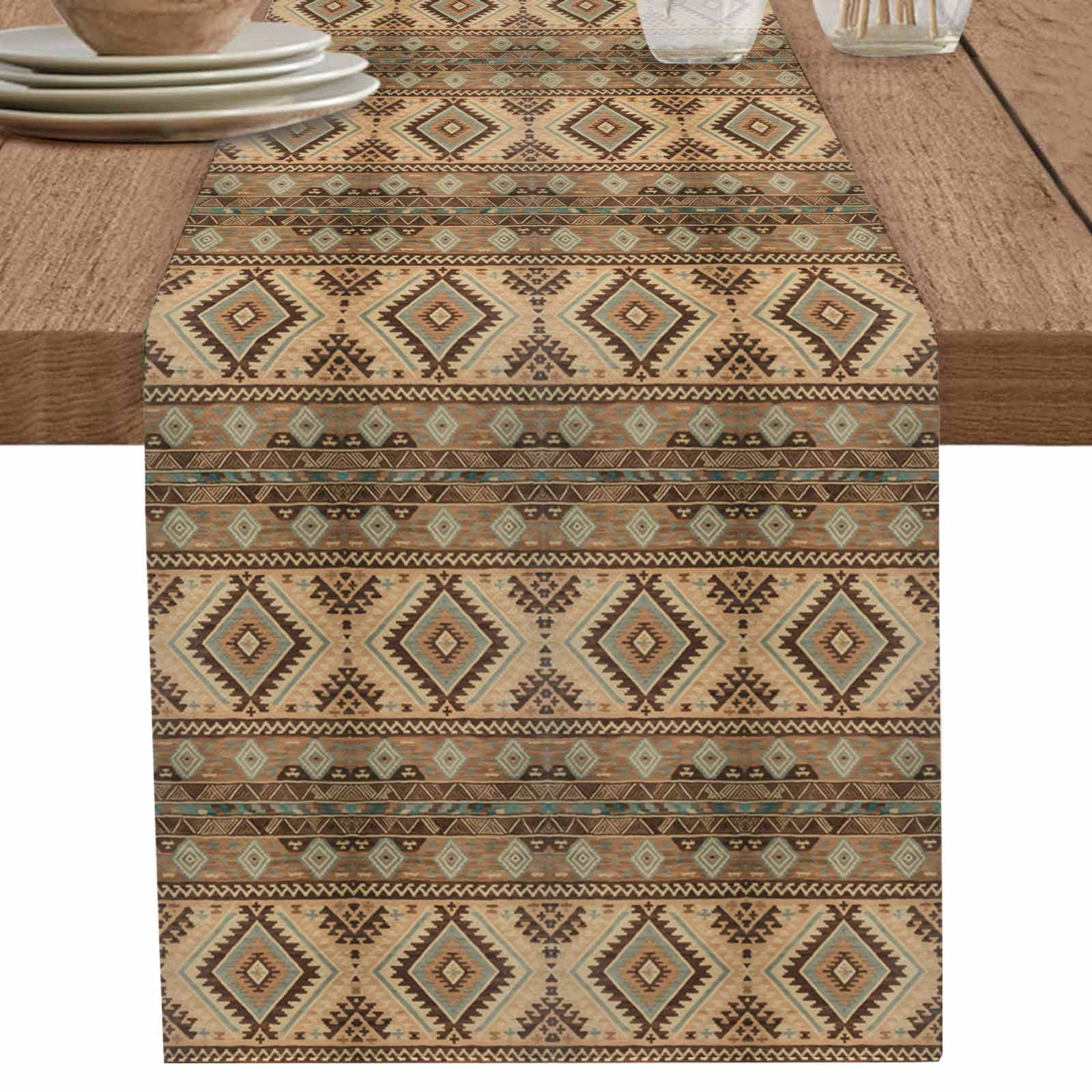 nqOlkjepod Brown Southwest Table Runner 48 Inches Long Farmhouse Dress ...