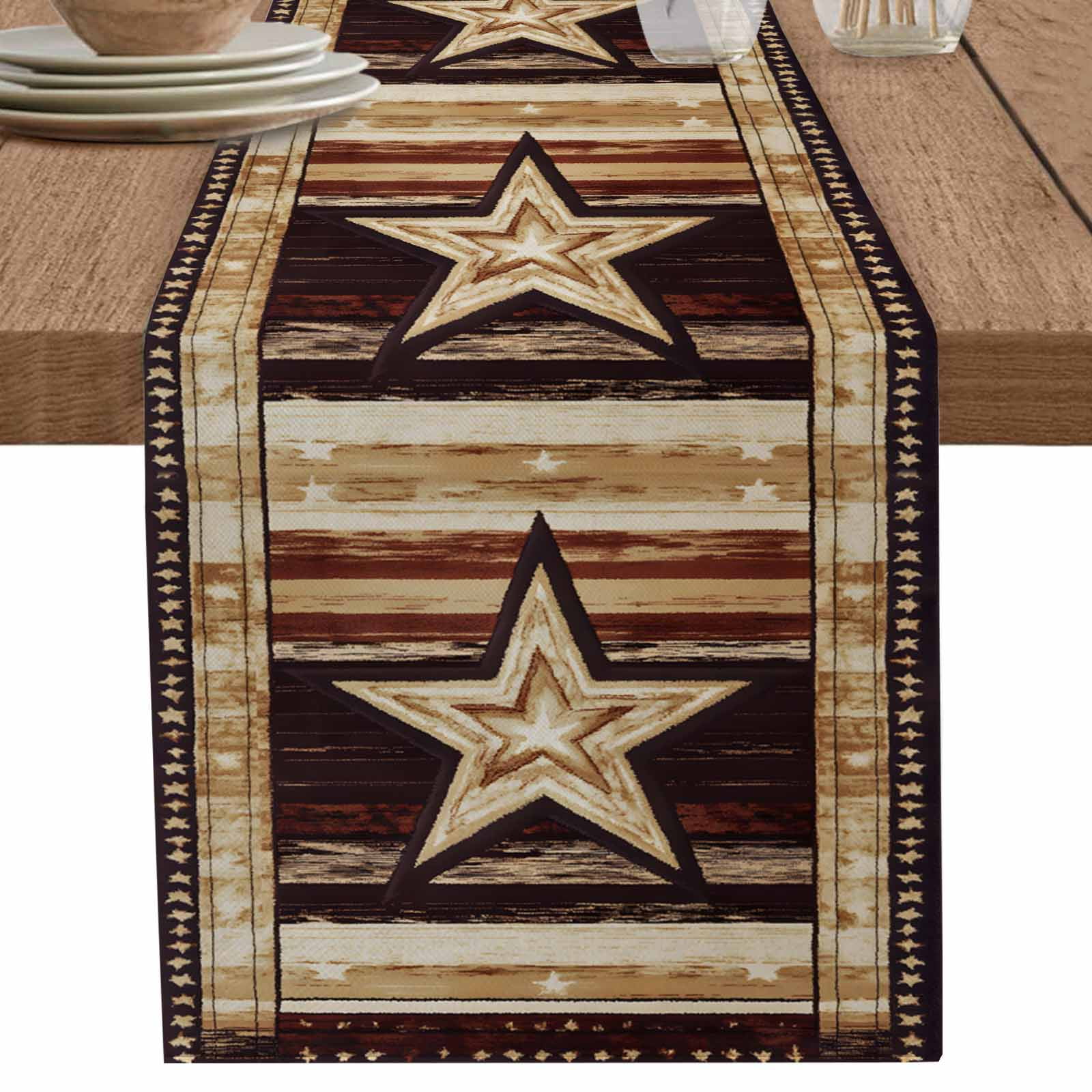 nqOlkjepod Brown Star Western Table Runner 72 Inches Long Farmhouse ...