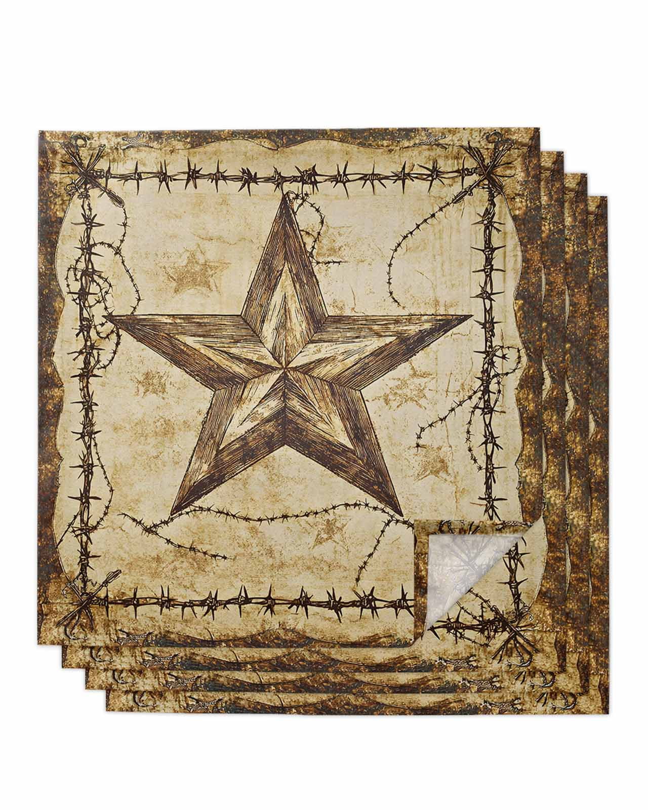 nqOlkjepod Brown Texas Star Country Cloth Napkins Set of 4 Reusable ...