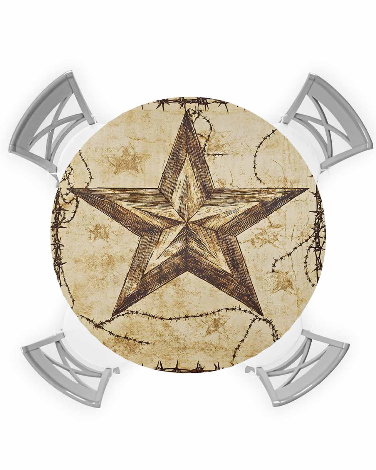 nqOlkjepod Brown Texas Star Country Round Tablecloth, Fitted Table ...