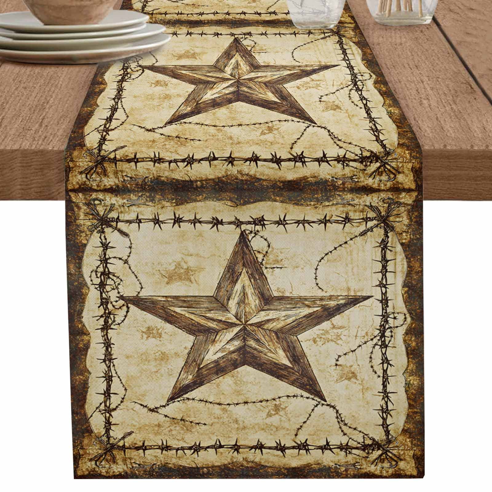 nqOlkjepod Brown Texas Star Country Table Runner 72 Inches Long ...