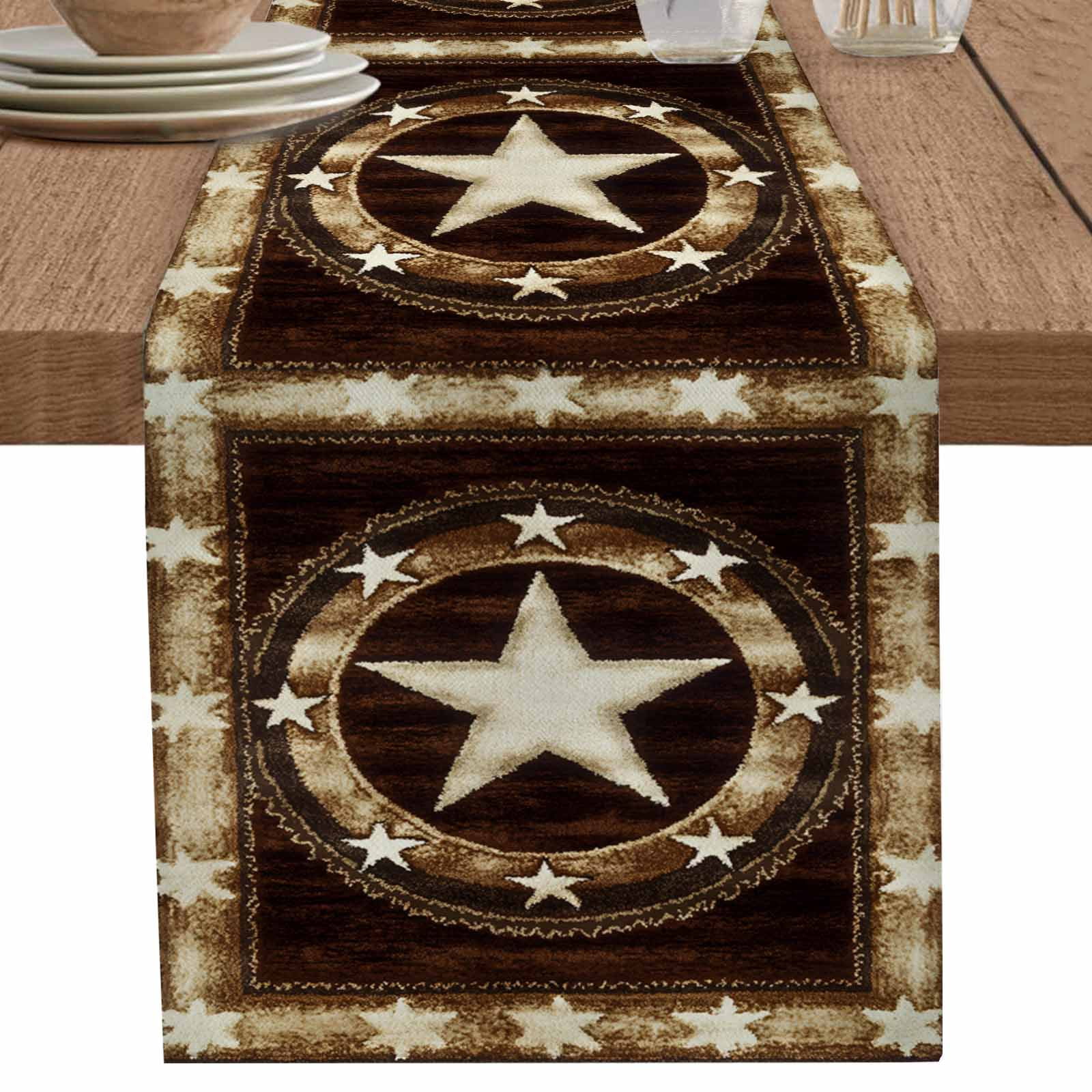 nqOlkjepod Brown Texas Star Western Table Runner 72 Inches Long ...