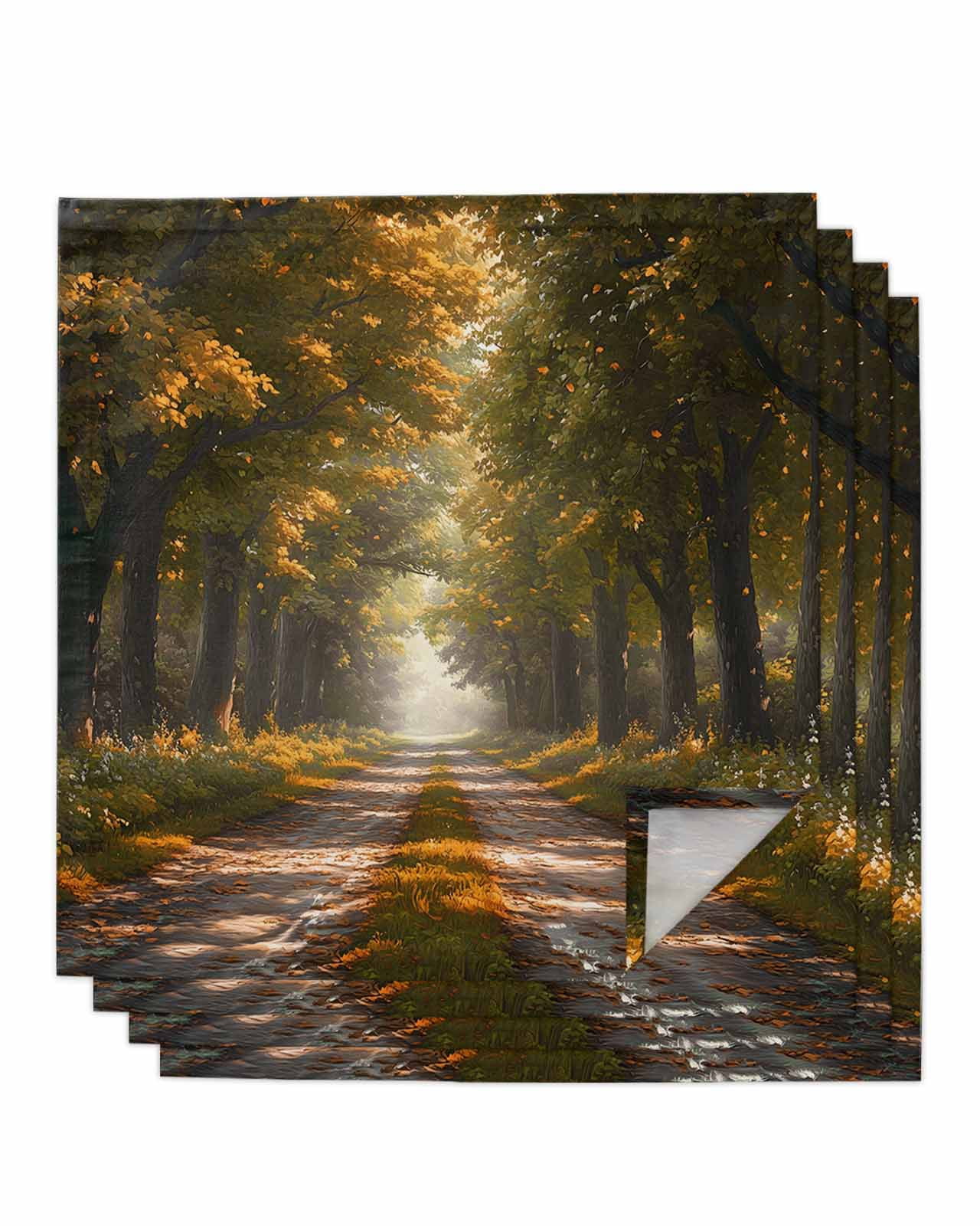 nqOlkjepod Brown Trees Cloth Napkins Set of 4 Reusable Dinner Napkins ...