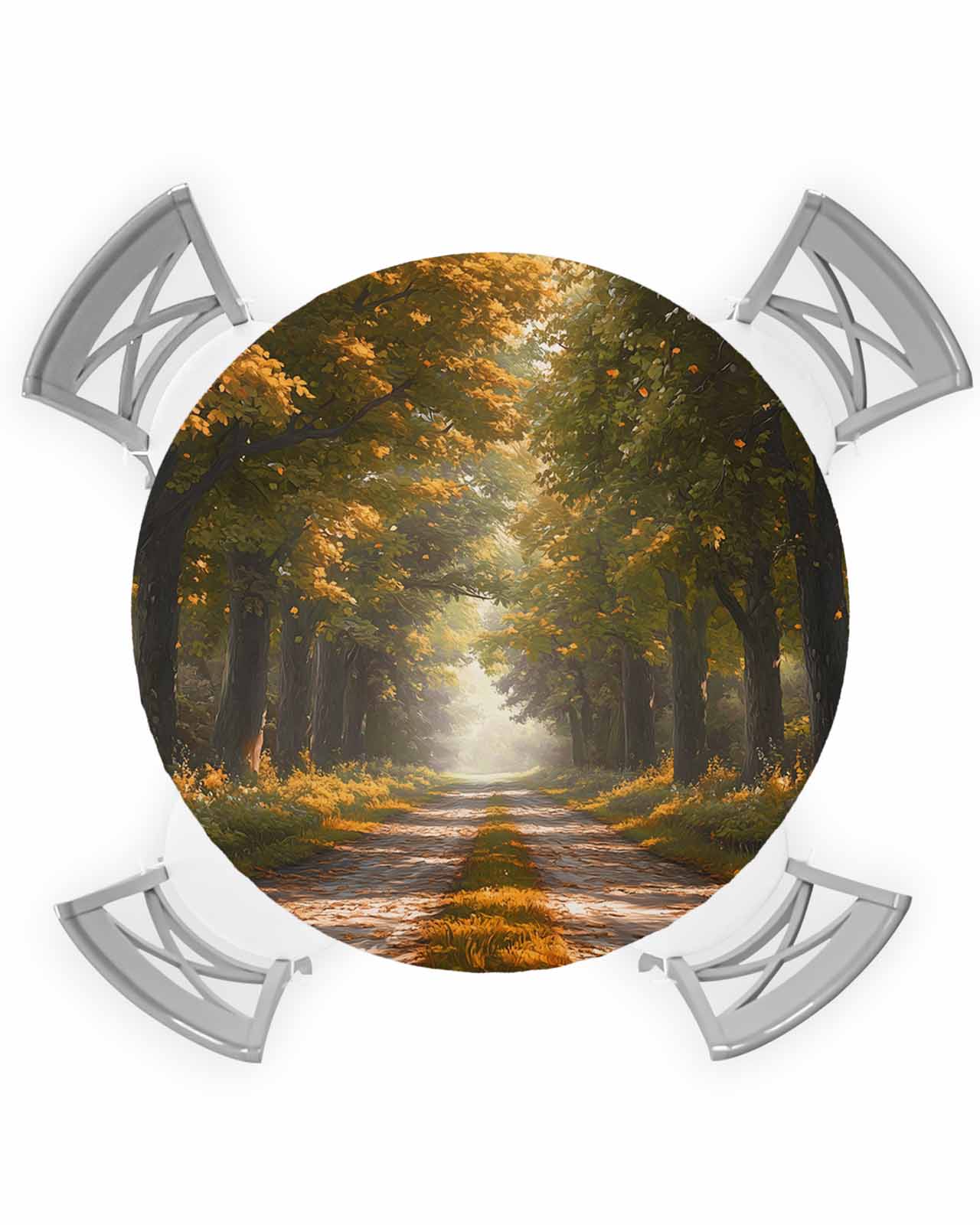 nqOlkjepod Brown Trees Round Tablecloth, Fitted Table Cover with ...