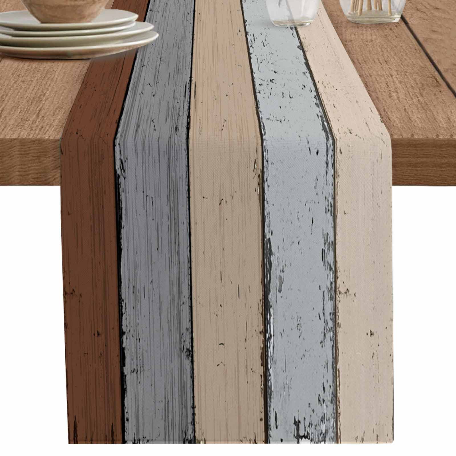 nqOlkjepod Brown Wooden Table Runner 72 Inches Long Farmhouse Dress ...