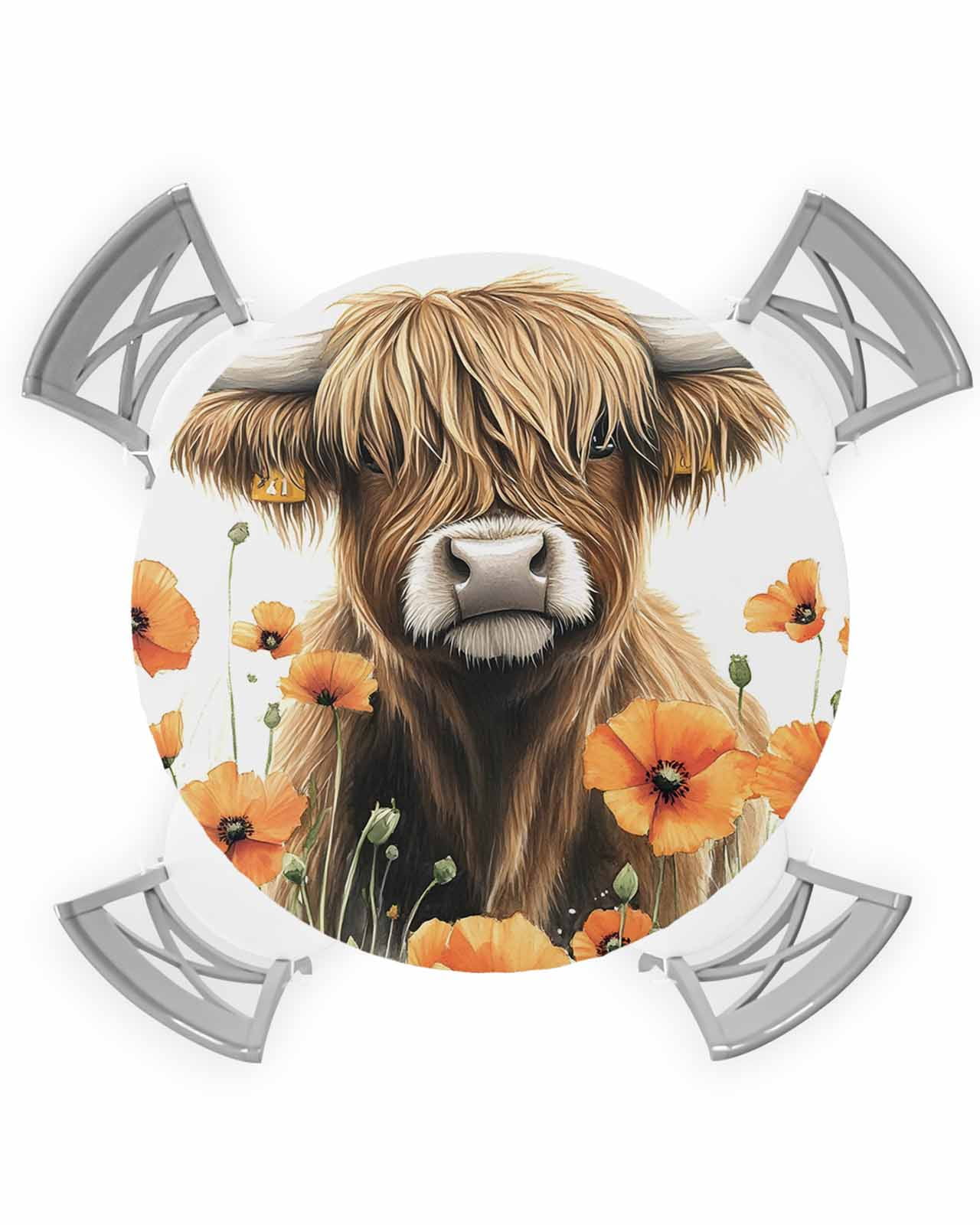 nqOlkjepod Brown Yak Farmhouse Round Tablecloth, Fitted Table Cover ...