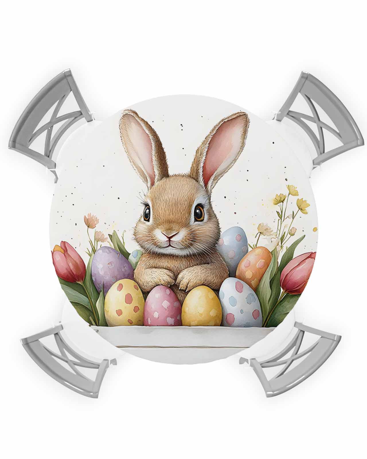 nqOlkjepod Bunny Eggs Easter Round Tablecloth, Fitted Table Cover with ...