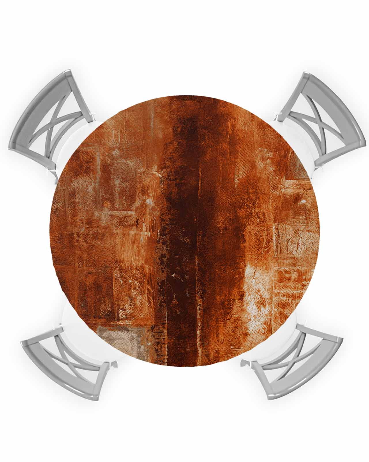 nqOlkjepod Burnt Orange Round Tablecloth, Fitted Table Cover with ...