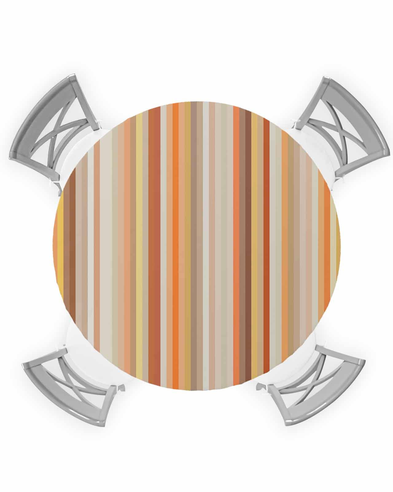 nqOlkjepod Burnt Orange Striped Round Tablecloth, Fitted Table Cover ...