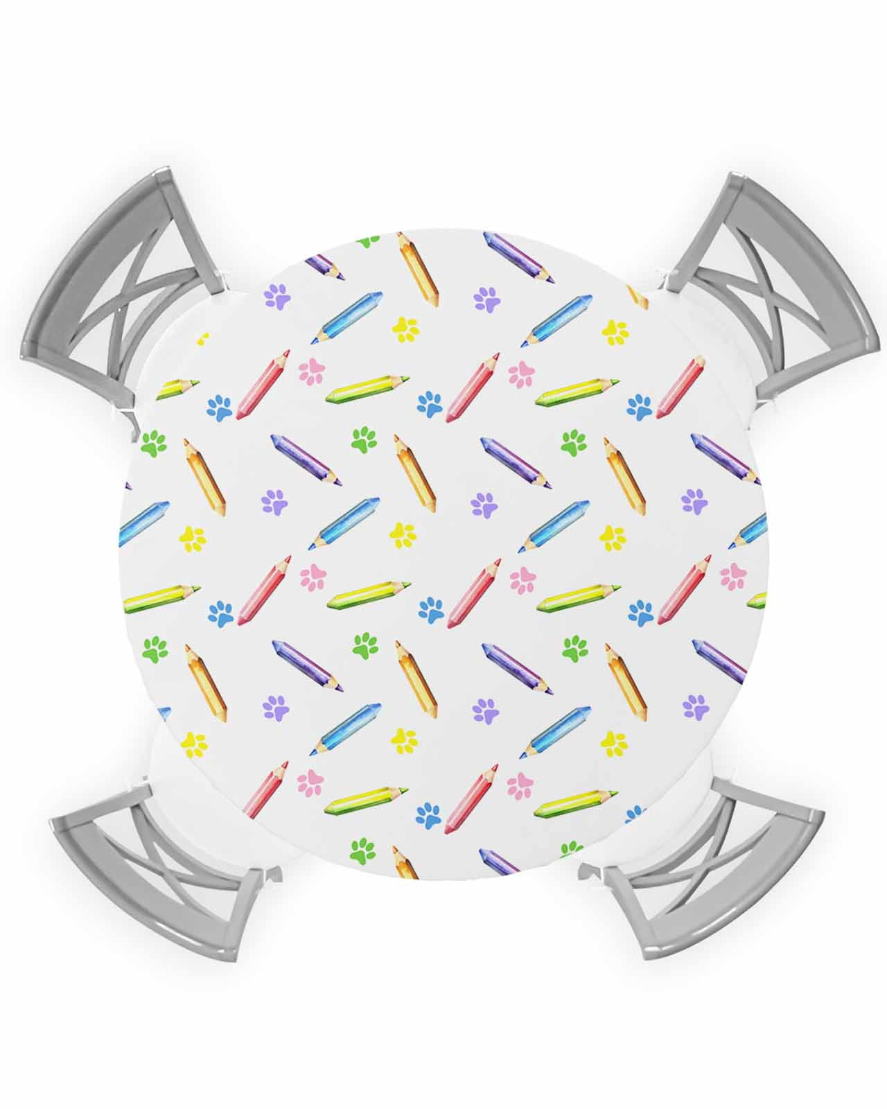nqOlkjepod Cartoon Round Tablecloth, Fitted Table Cover with Elastic ...