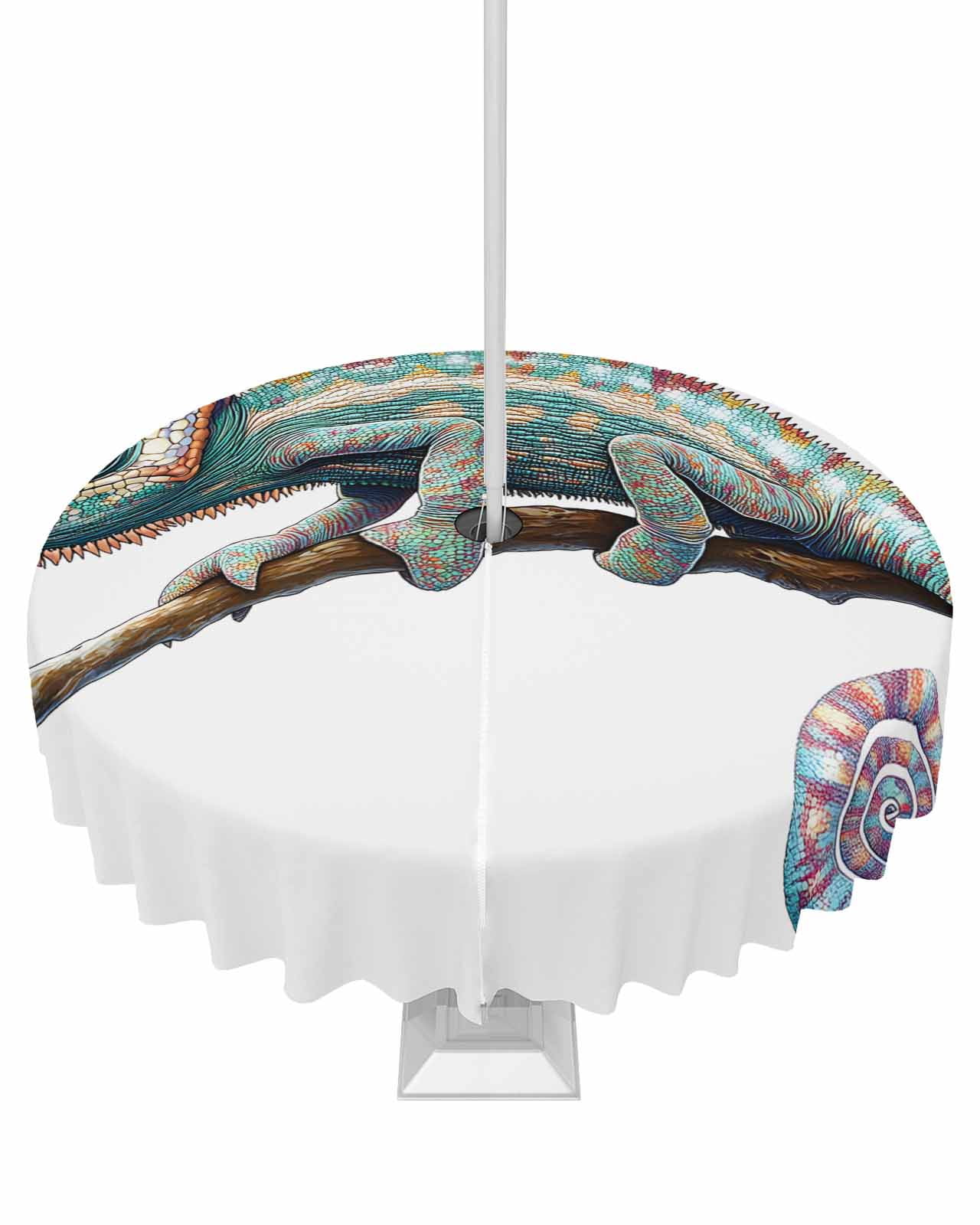 nqOlkjepod Chameleon Animal Motif Outdoor Tablecloth with Umbrella Hole ...