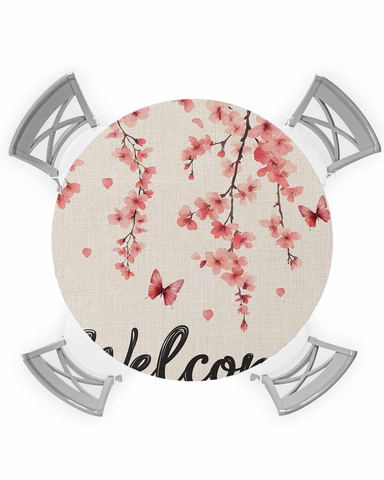 nqOlkjepod Cherry Blossoms Round Tablecloth, Fitted Table Cover with ...