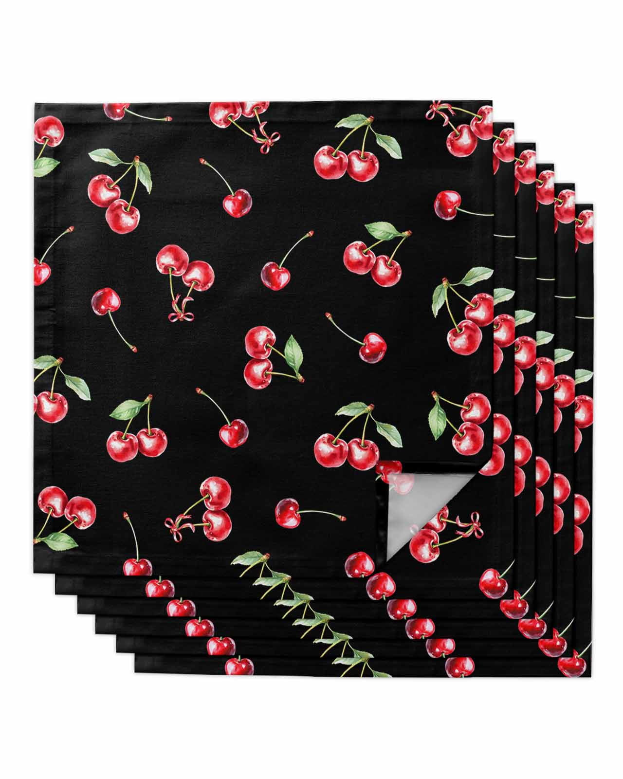 nqOlkjepod Cherry Rustic Cloth Napkins Set of 6 Reusable Dinner Napkins ...
