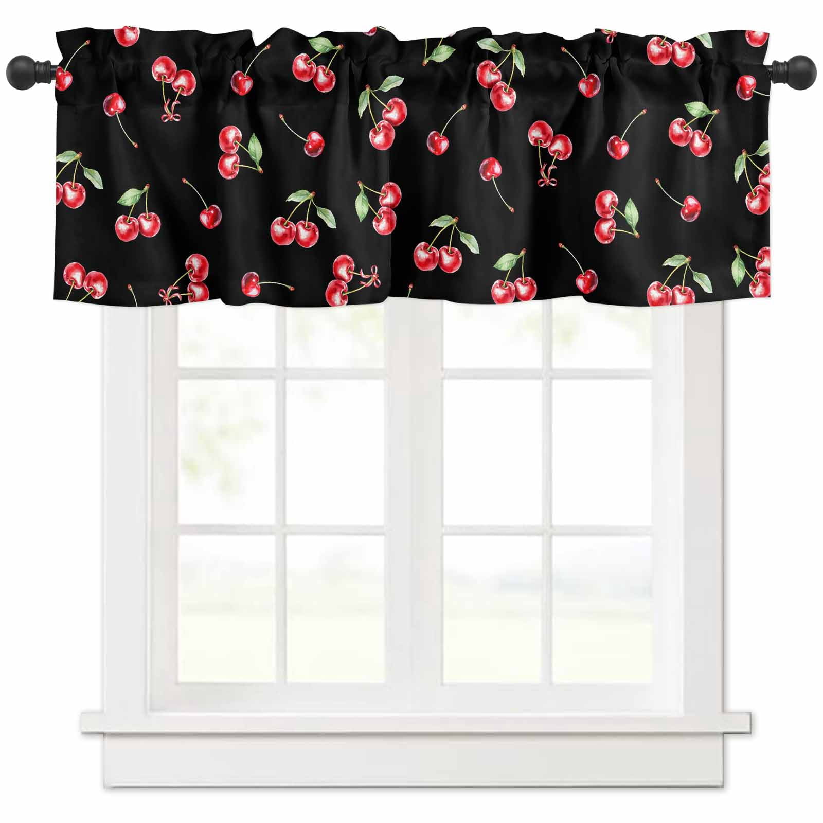 nqOlkjepod Cherry Rustic Farmhouse Short Window Curtain Valances ...