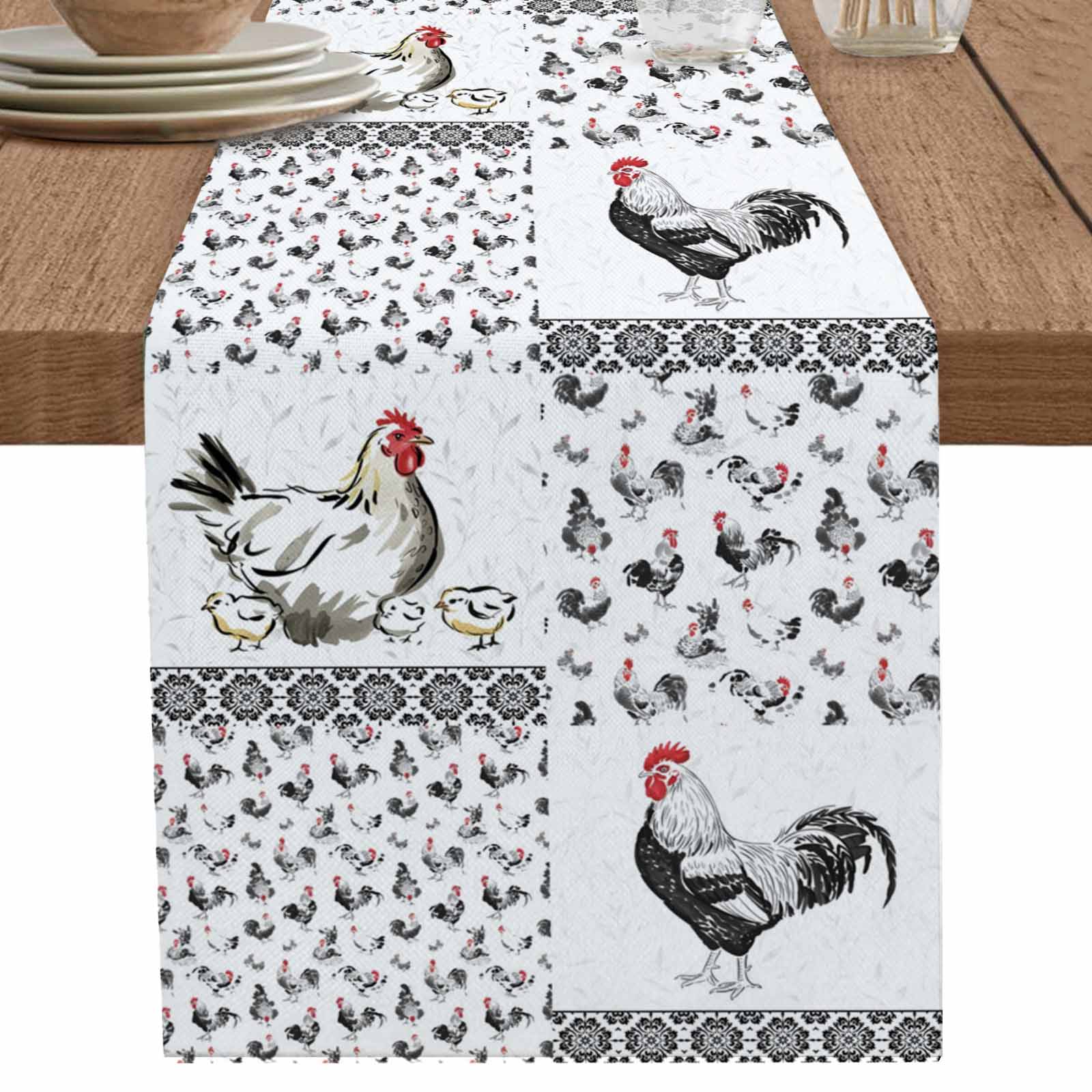 nqOlkjepod Chicken Table Runner 120 Inches Long Farmhouse Dress Scarves ...