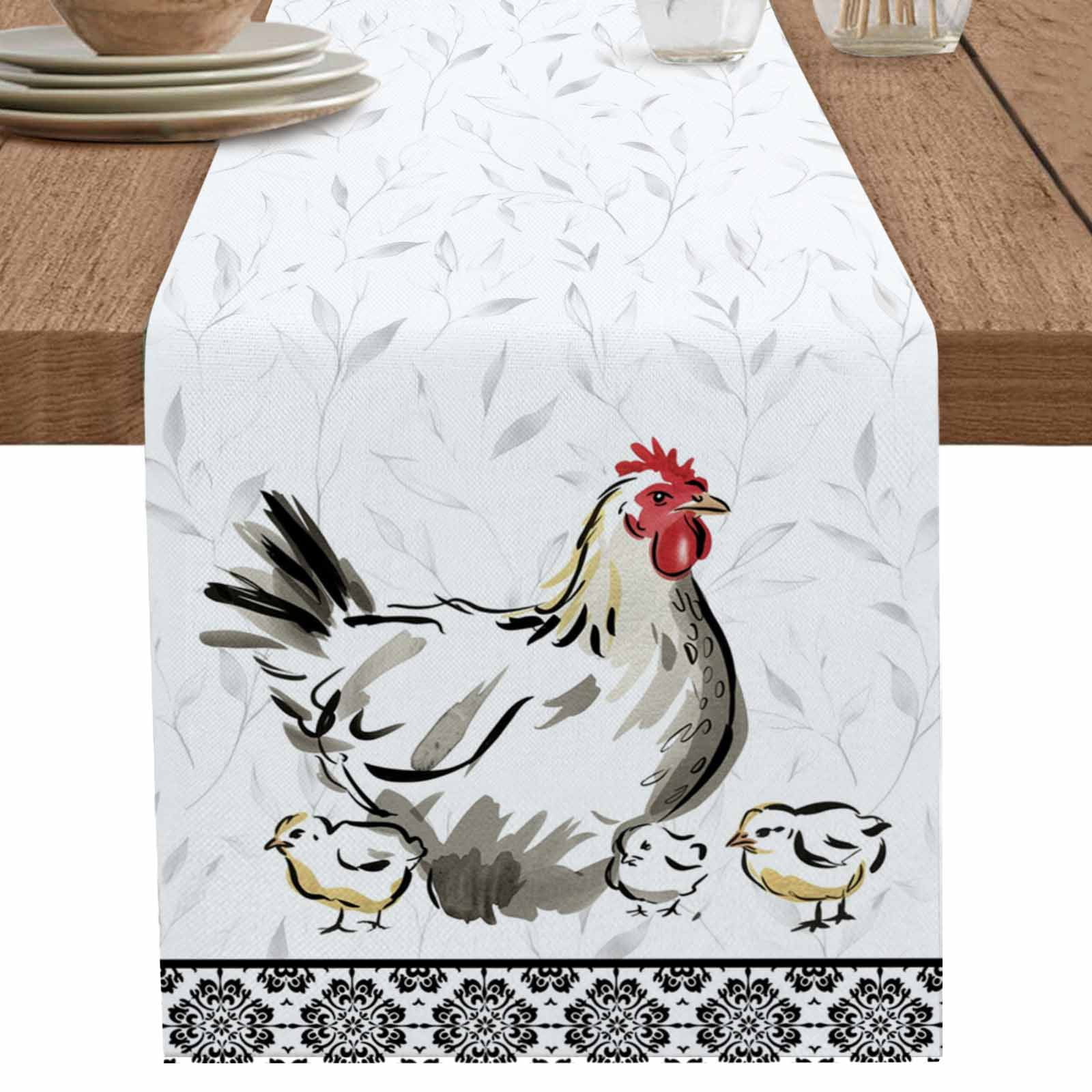 nqOlkjepod Chicken Table Runner 90 Inches Long Farmhouse Dress Scarves ...