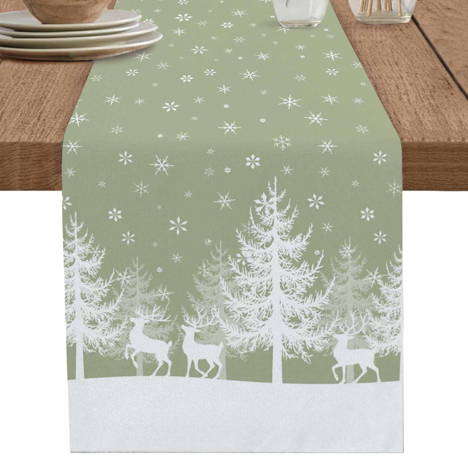 nqOlkjepod Christmas Sage Green Table Runner 60 Inches Long Farmhouse ...