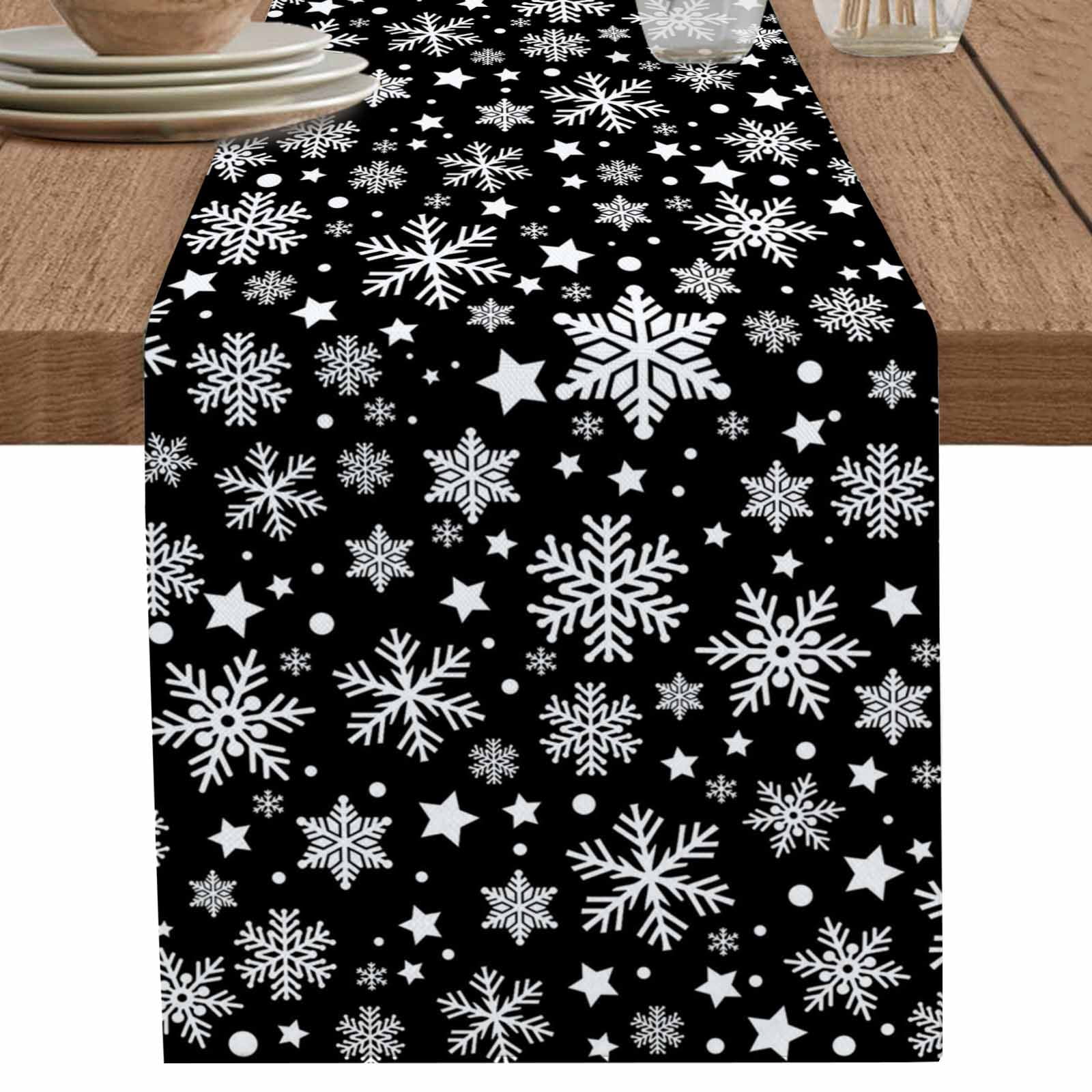 nqOlkjepod Christmas Snowflakes Table Runner 36 Inches Long Farmhouse ...