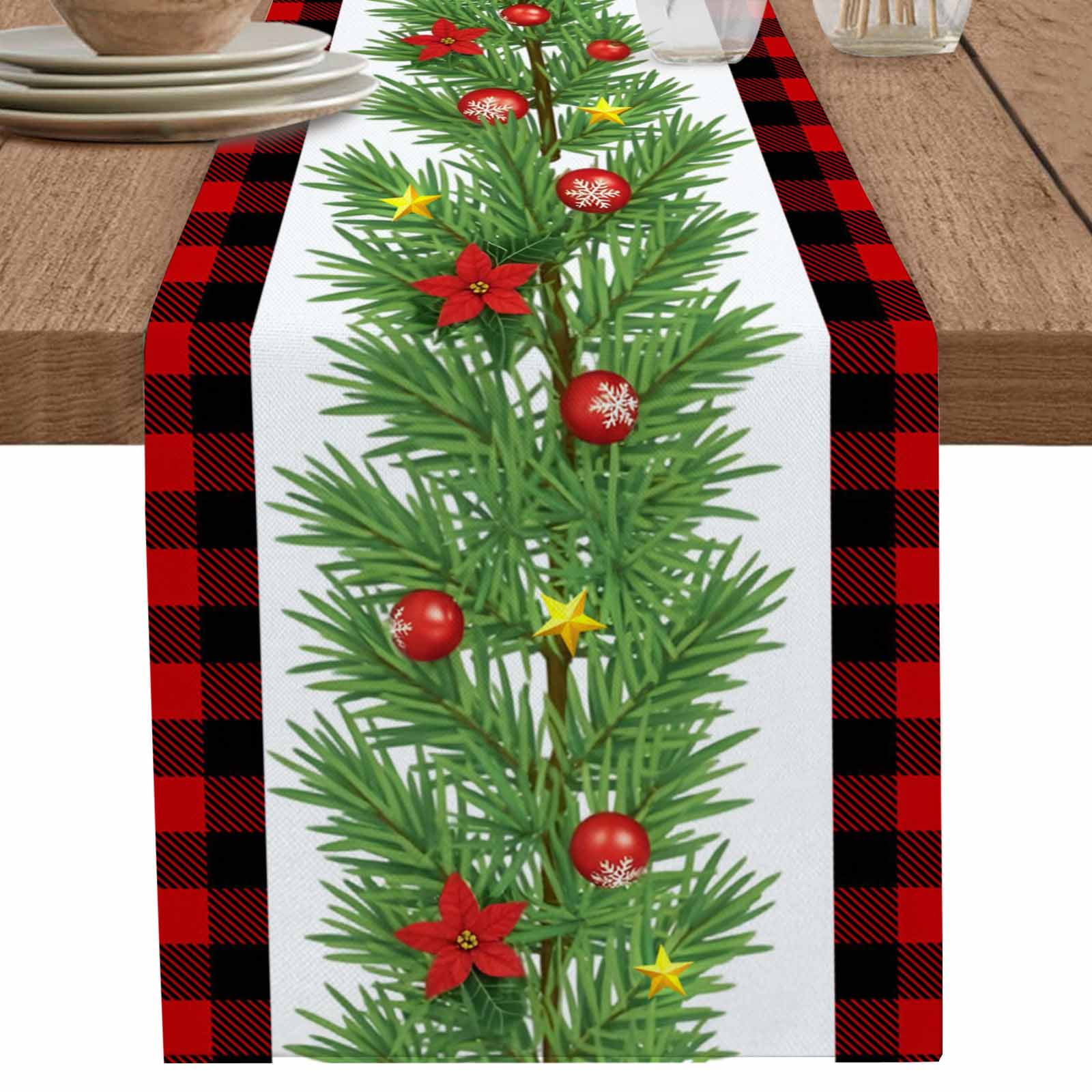 nqOlkjepod Christmas Table Runner 90 Inches Long Farmhouse Dress ...