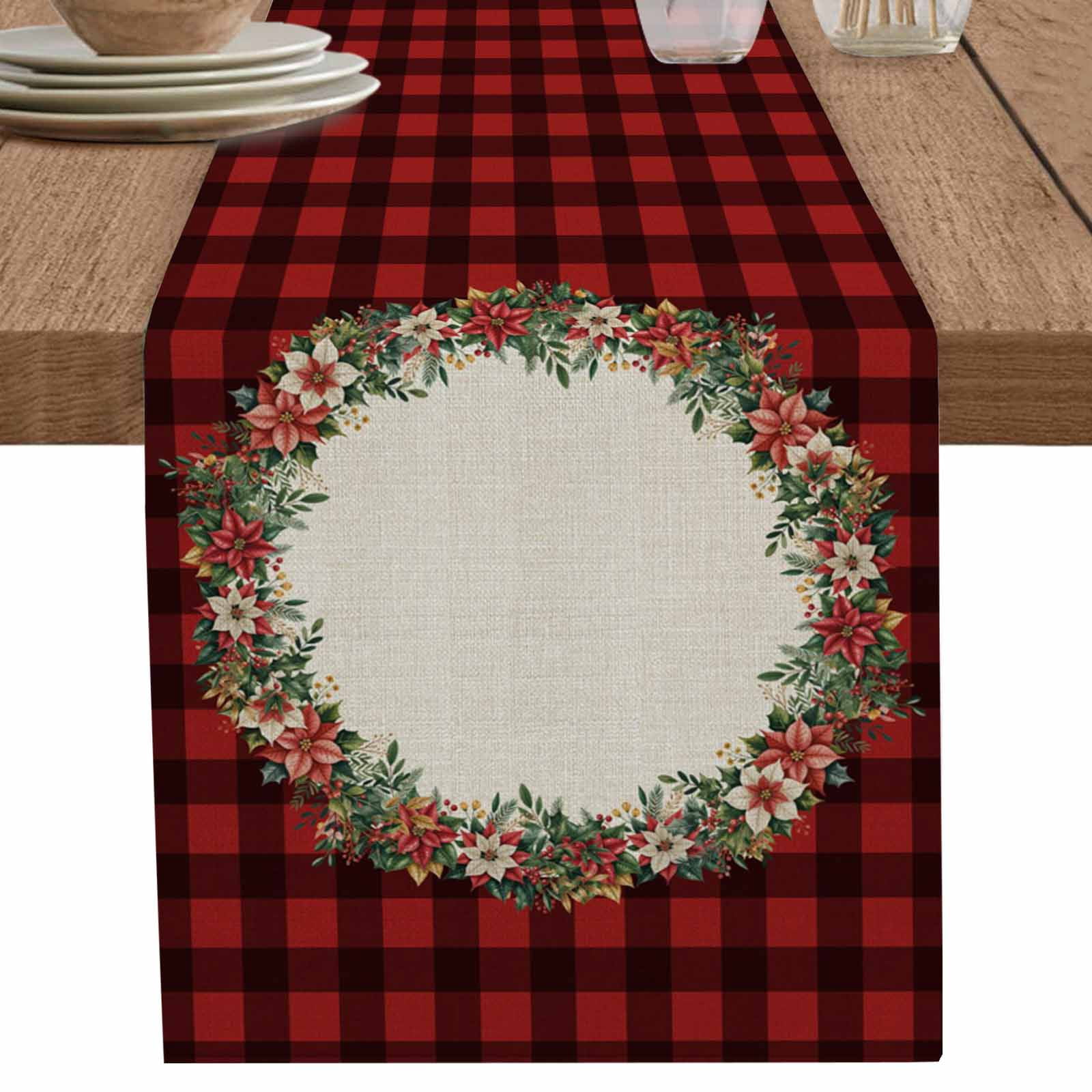 nqOlkjepod Christmas Table Runner 90 Inches Long Farmhouse Dress ...