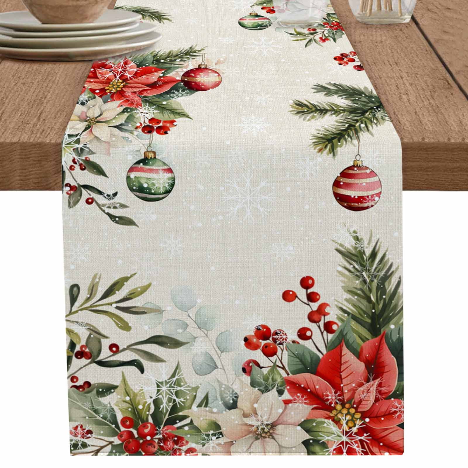 nqOlkjepod Christmas Table Runner 90 Inches Long Farmhouse Dress ...