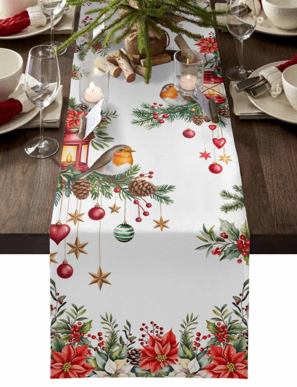 nqOlkjepod Christmas Table Runner 90 Inches Long Farmhouse Dress ...