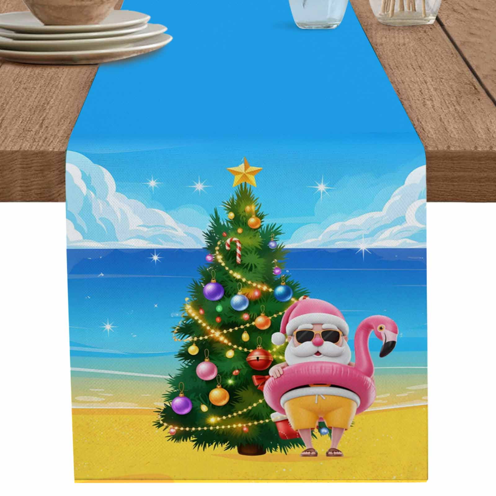 nqOlkjepod Christmas Tree Table Runner 72 Inches Long Farmhouse Dress ...
