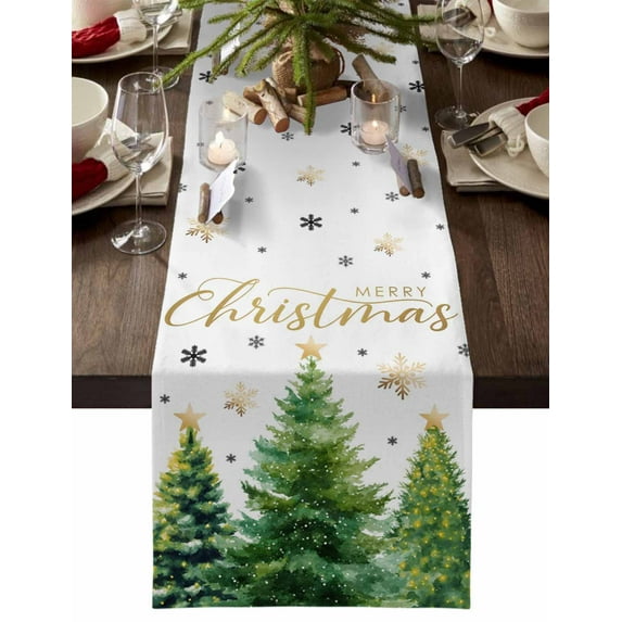 nqOlkjepod Christmas Tree Table Runner 90 Inches Long Farmhouse Dress ...