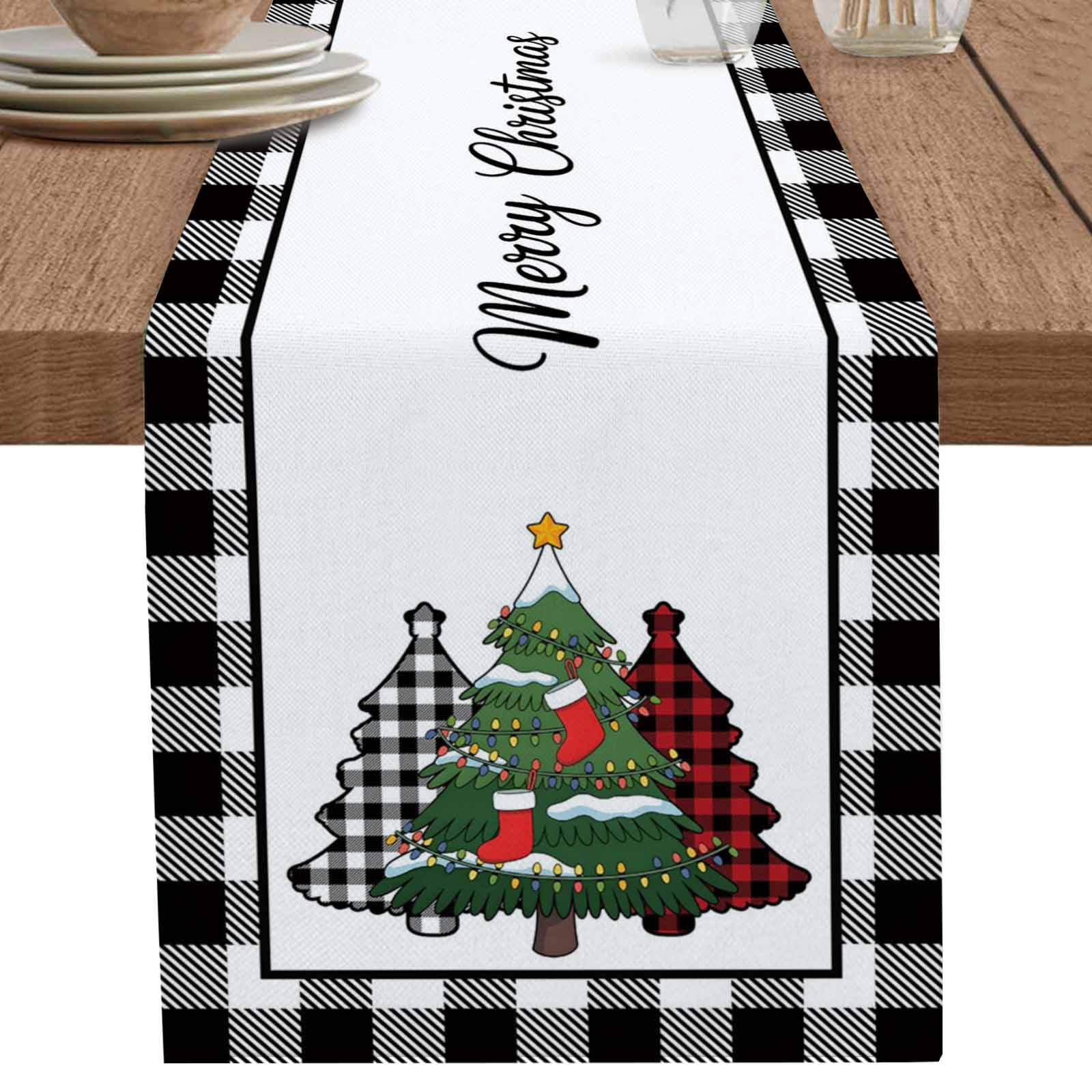 nqOlkjepod Christmas Trees Table Runner 70 Inches Long Farmhouse Dress ...