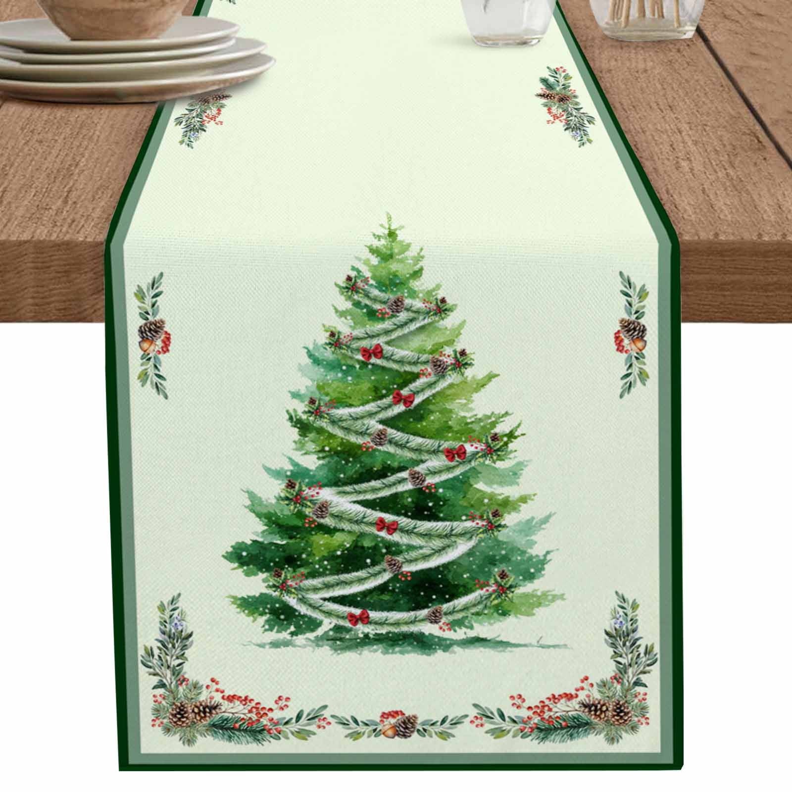 nqOlkjepod Christmas Trees Table Runner 72 Inches Long Farmhouse Dress ...