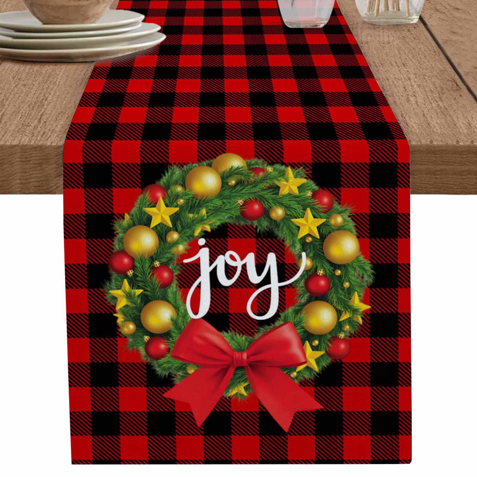 nqOlkjepod Christmas Wreath Table Runner 72 Inches Long Farmhouse Dress ...