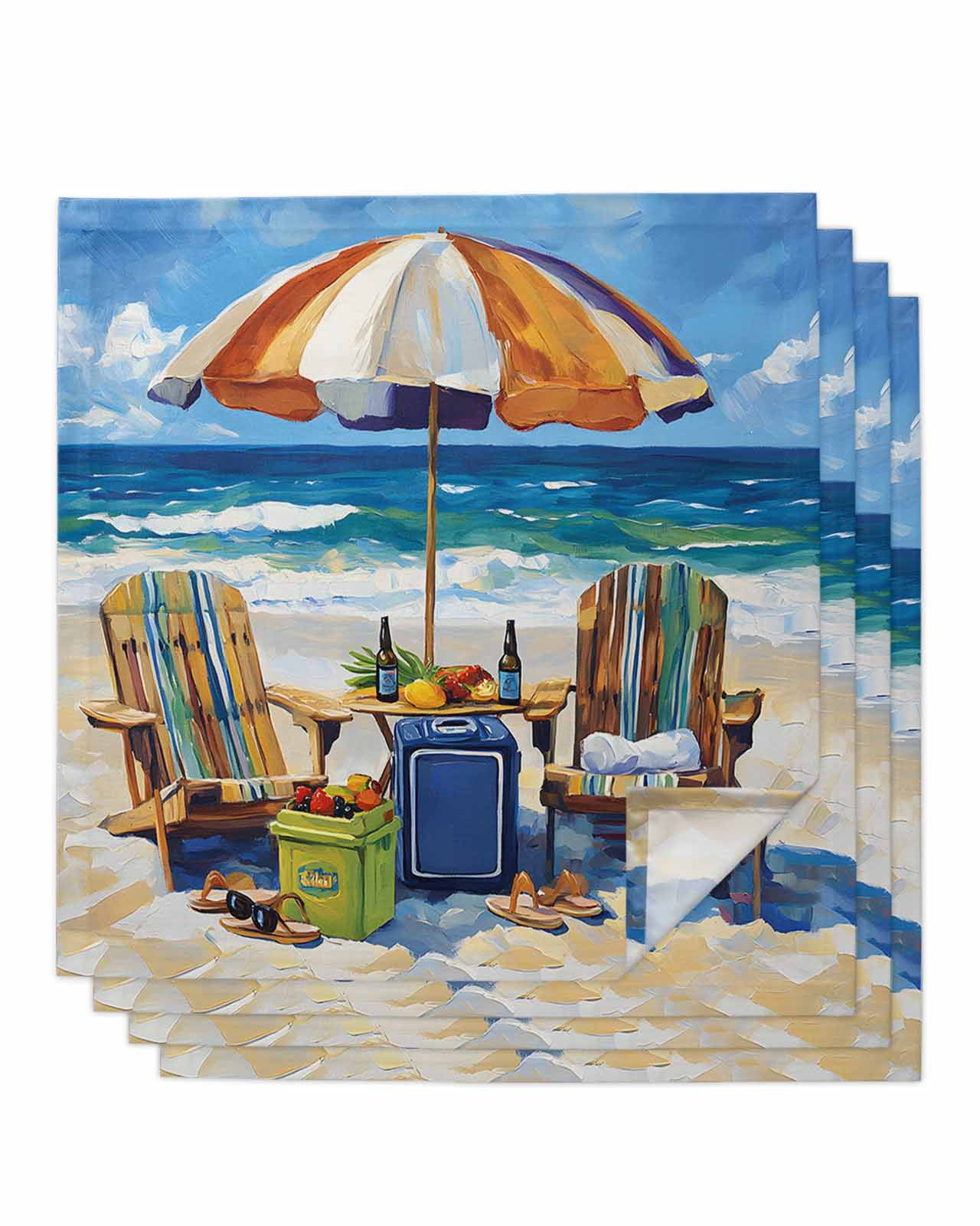 nqOlkjepod Coastal Beach Cloth Napkins Set of 4 Reusable Dinner Napkins ...