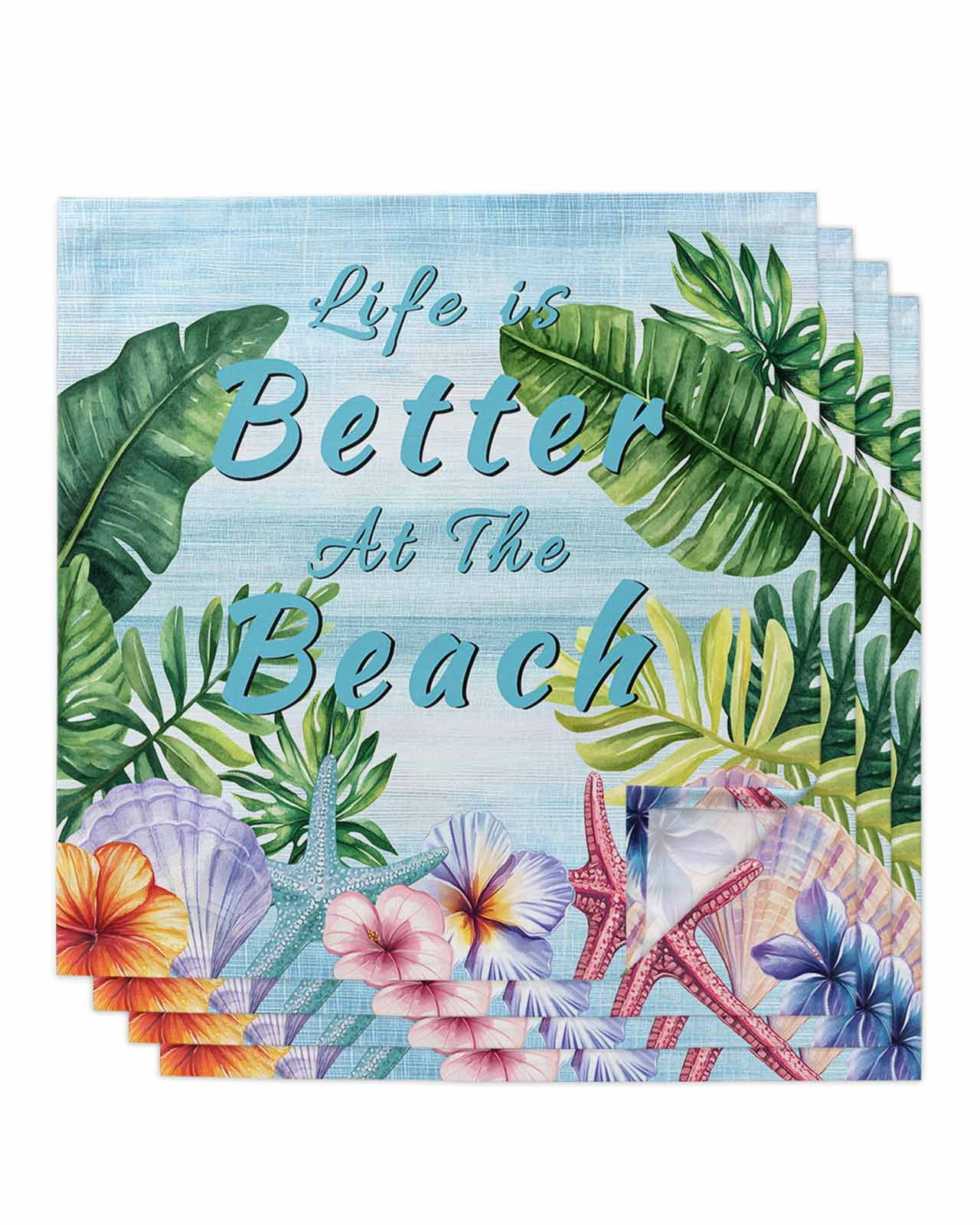 nqOlkjepod Coastal Beach Cloth Napkins Set of 4 Reusable Dinner Napkins ...