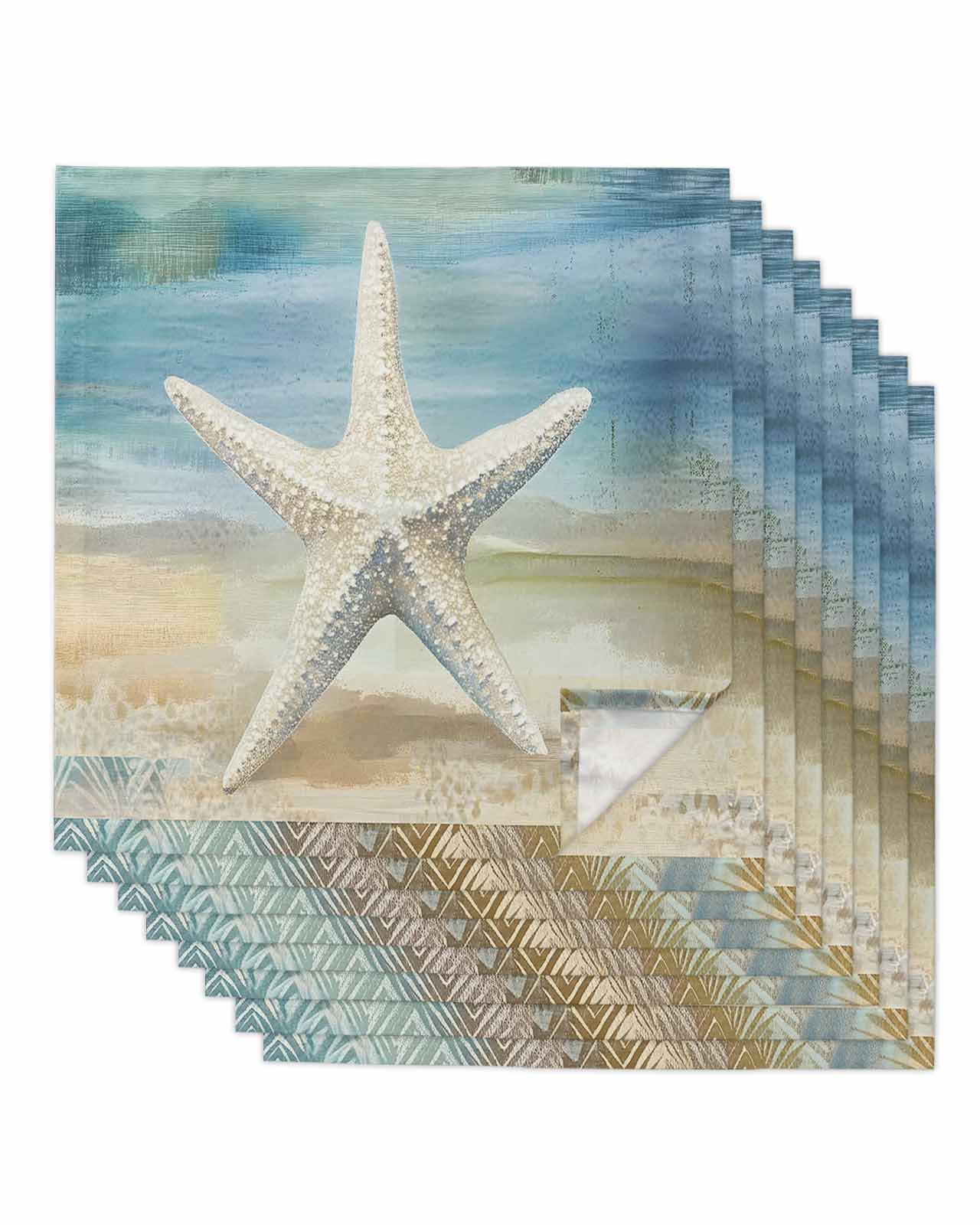 nqOlkjepod Coastal Beach Cloth Napkins Set of 8 Reusable Dinner Napkins ...