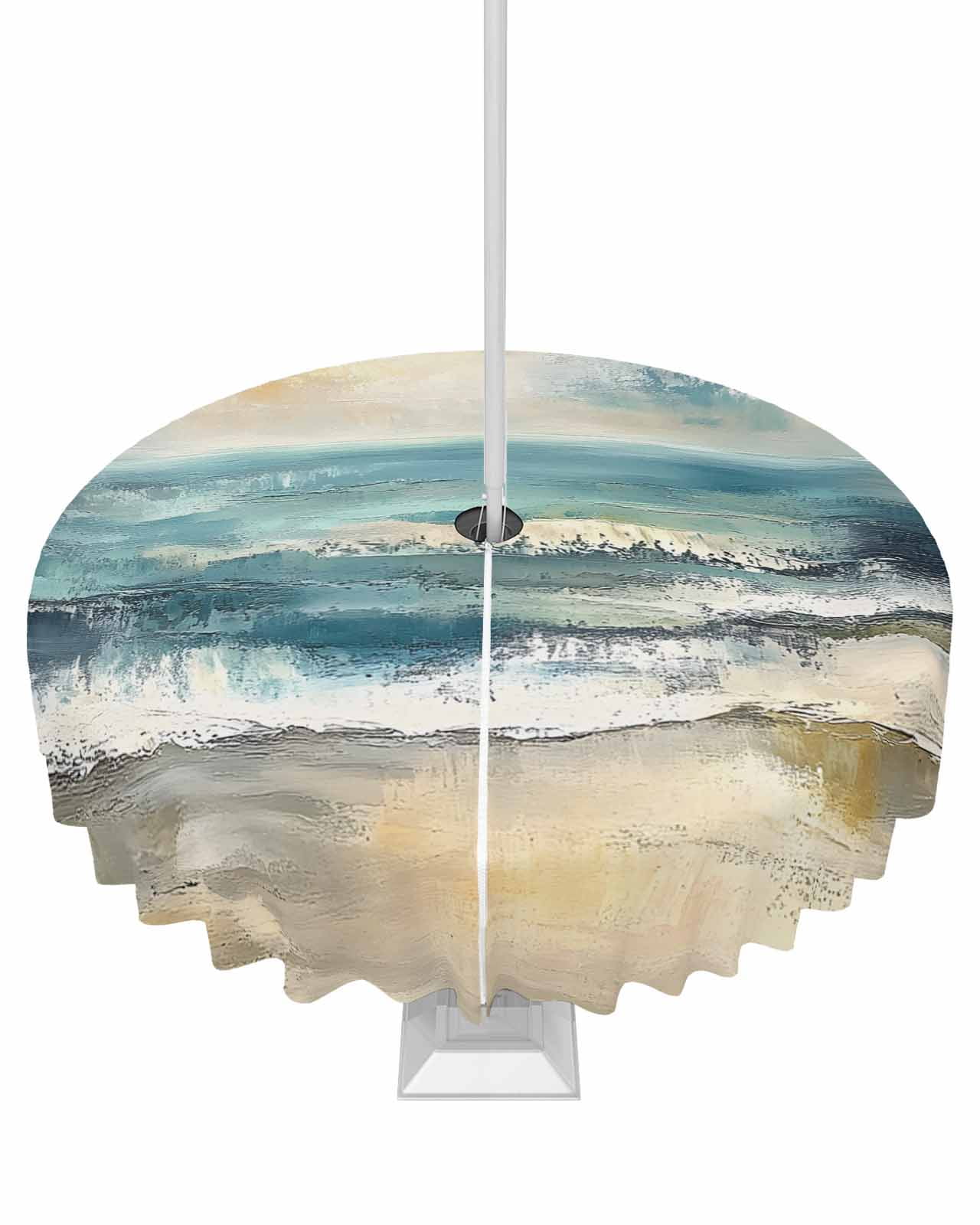 nqOlkjepod Coastal Beach Outdoor Tablecloth with Umbrella Hole & Zipper ...