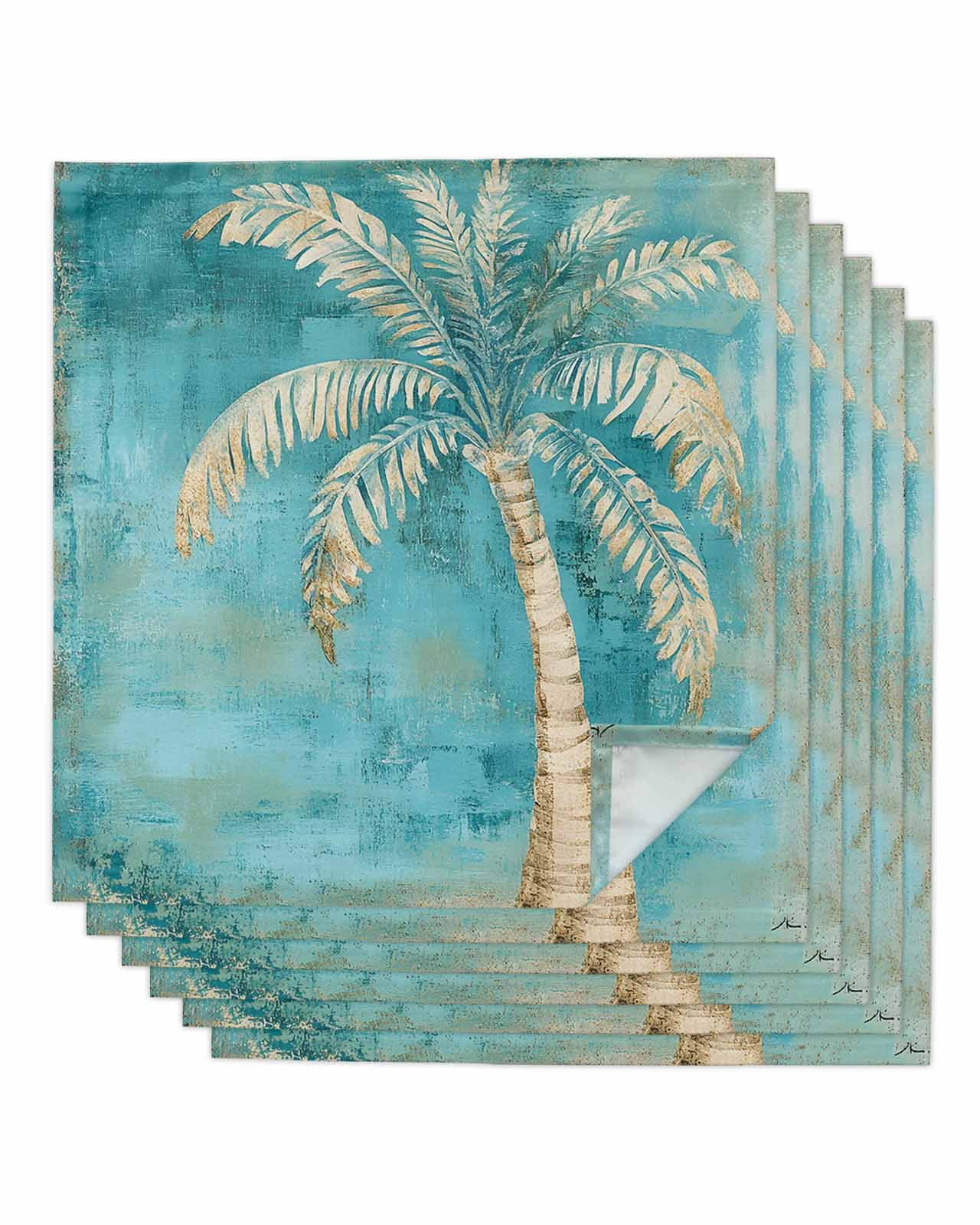 nqOlkjepod Coastal Beach Tree Green Cloth Napkins Set of 6 Reusable ...