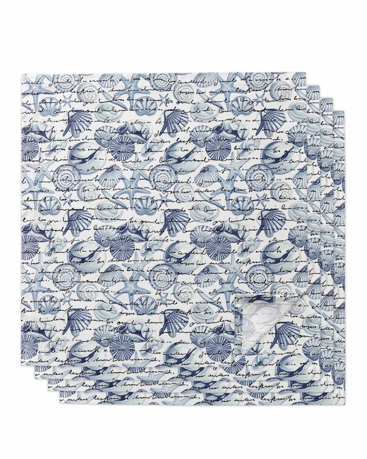 nqOlkjepod Coastal Blue Cloth Napkins Set of 4 Reusable Dinner Napkins ...
