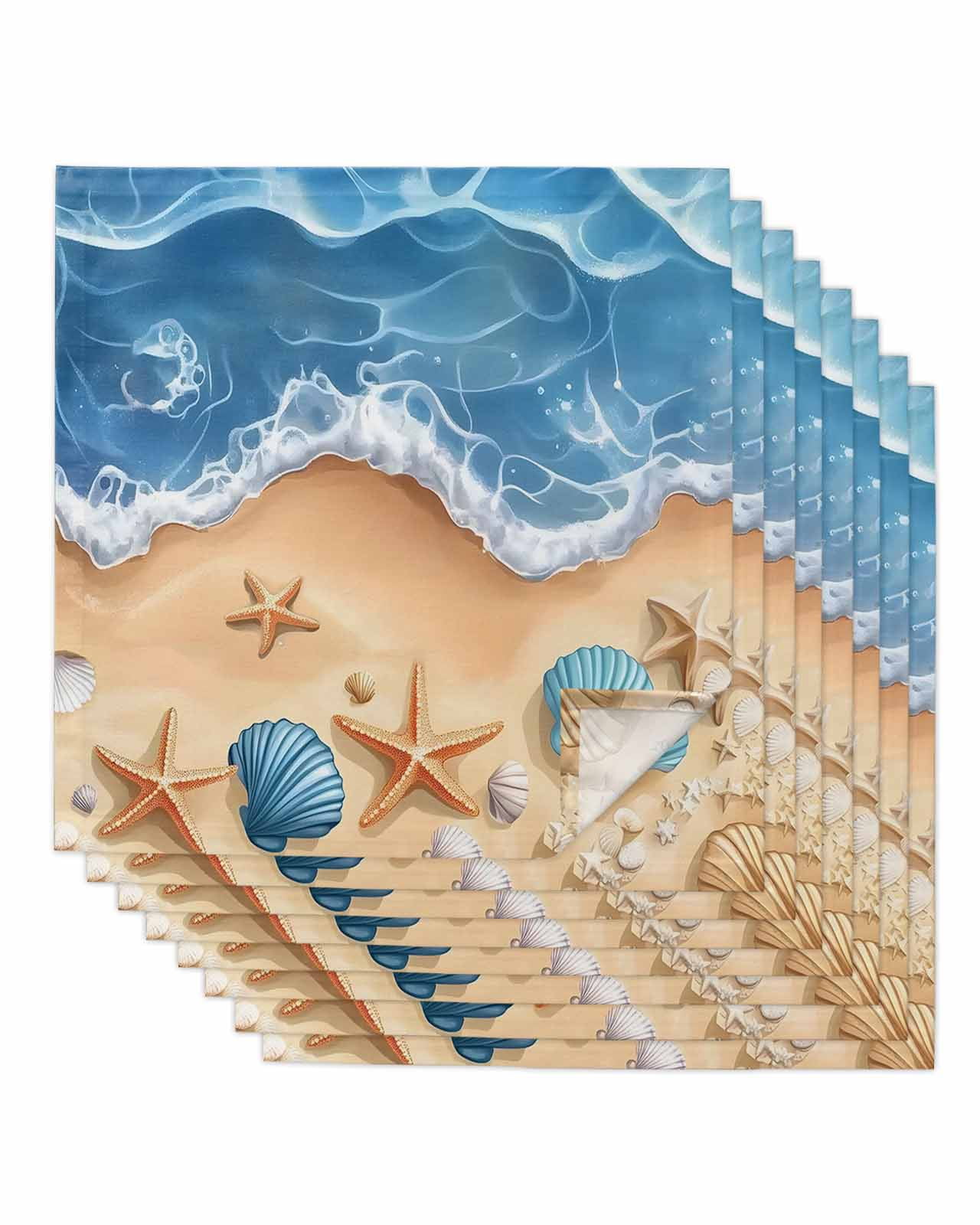 nqOlkjepod Coastal Blue Cloth Napkins Set of 8 Reusable Dinner Napkins ...