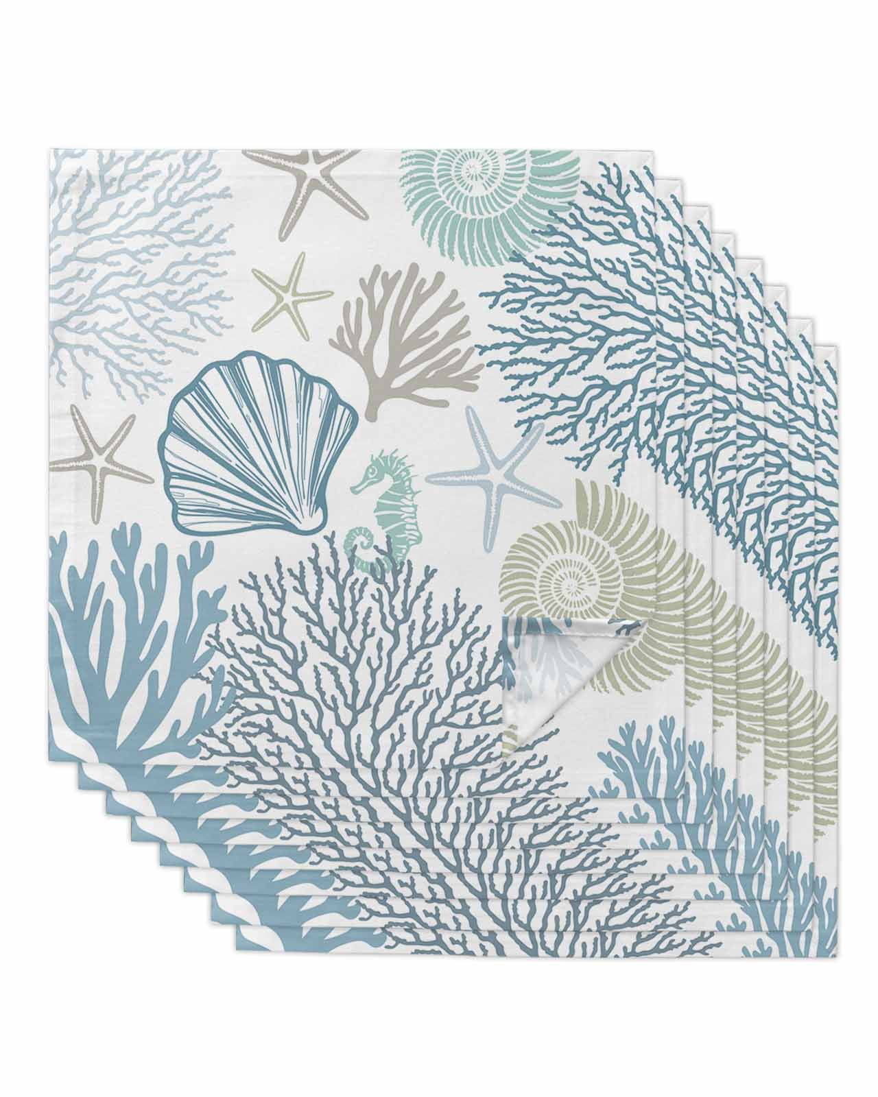 nqOlkjepod Coastal Blue Cloth Napkins Set of 8 Reusable Dinner Napkins ...