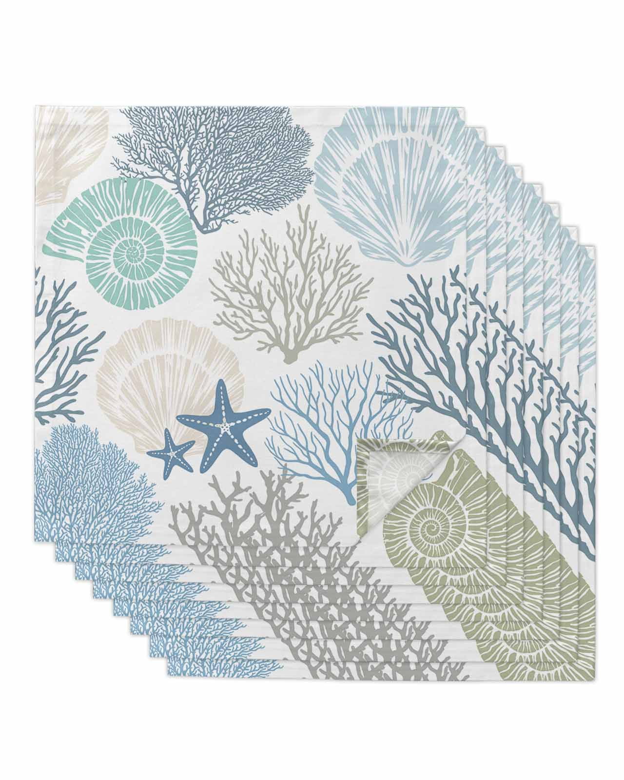 nqOlkjepod Coastal Blue Cloth Napkins Set of 8 Reusable Dinner Napkins ...