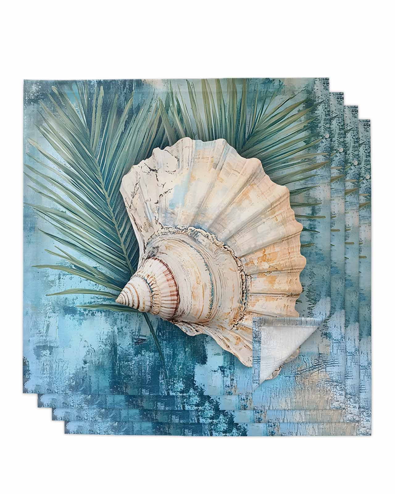 nqOlkjepod Coastal Cloth Napkins Set of 4 Reusable Dinner Napkins ...