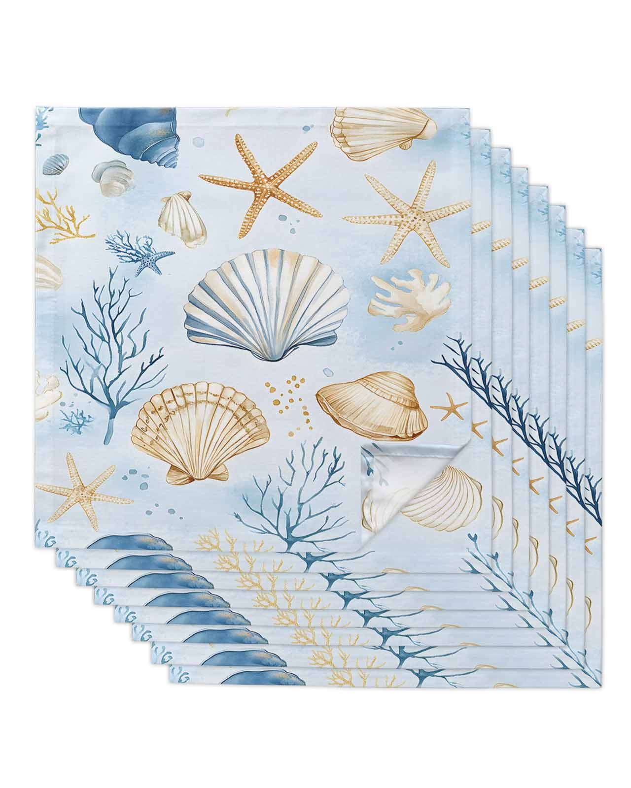 nqOlkjepod Coastal Cloth Napkins Set of 8 Reusable Dinner Napkins ...