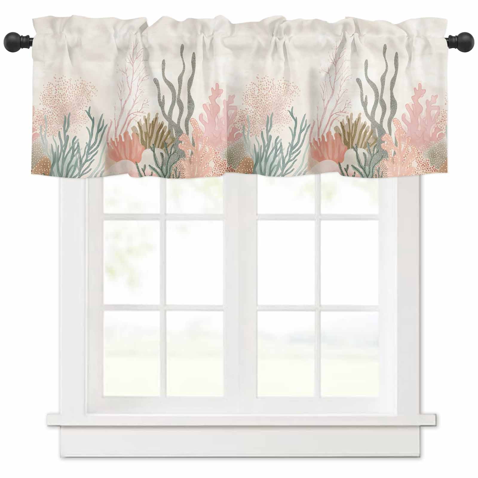 nqOlkjepod Coastal Coral Farmhouse Short Window Curtain Valances, Retro ...