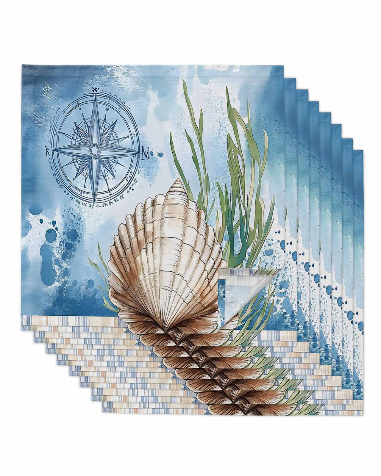 nqOlkjepod Coastal Nautical Cloth Napkins Set of 8 Reusable Dinner ...
