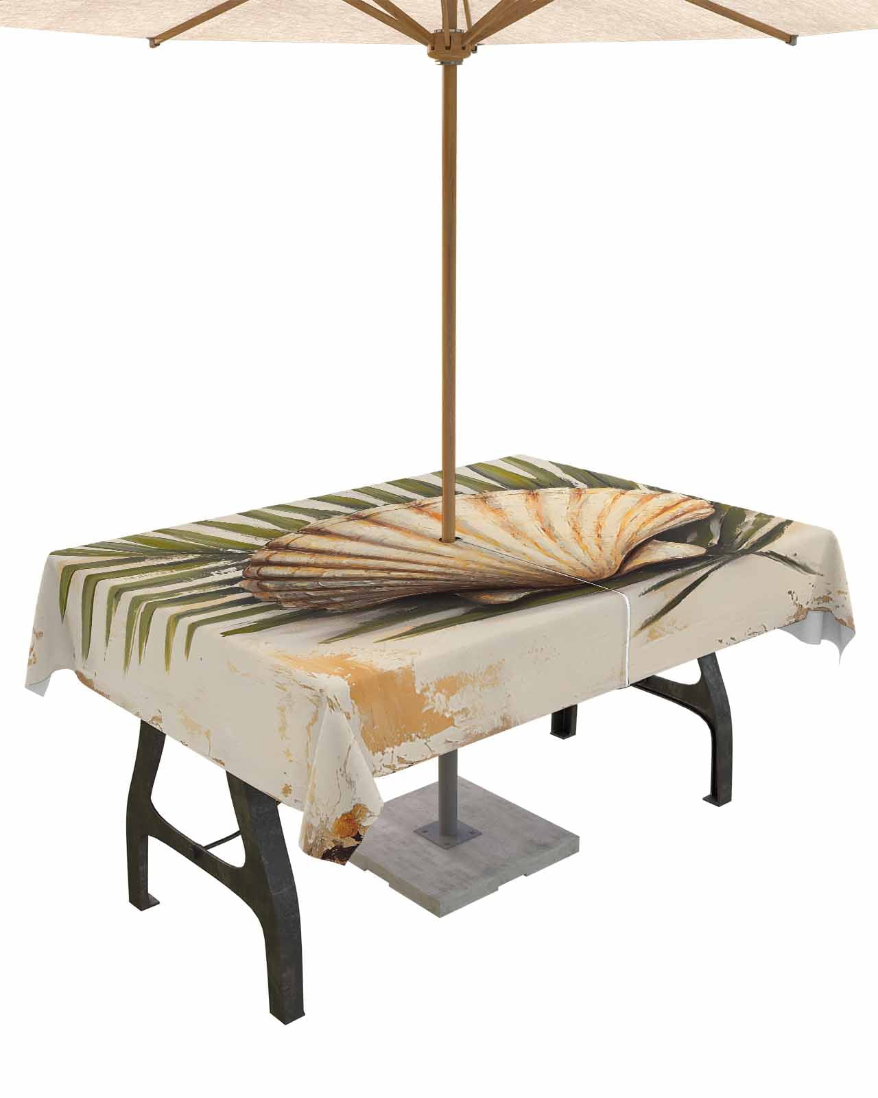 nqOlkjepod Coastal Nautical Outdoor Tablecloth with Umbrella Hole ...