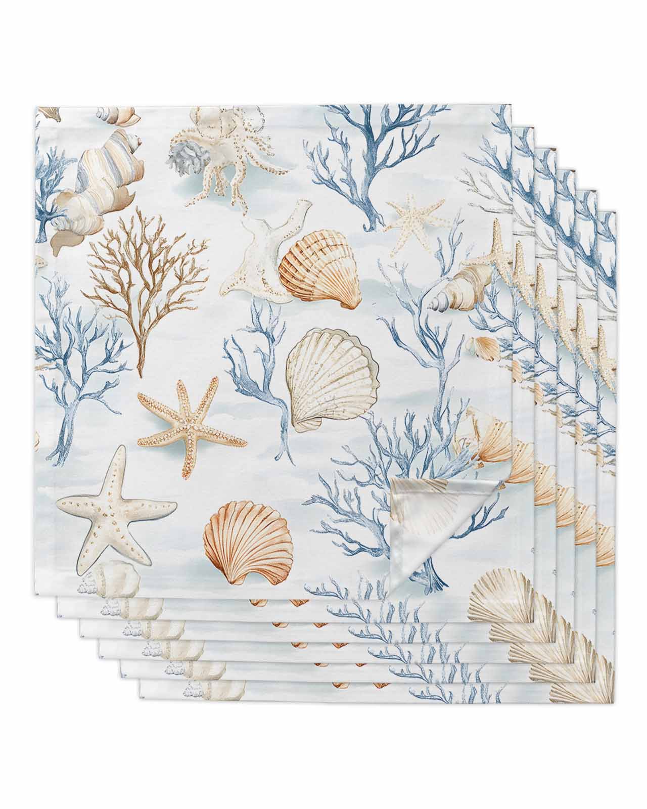 nqOlkjepod Coastal Ocean Cloth Napkins Set of 6 Reusable Dinner Napkins ...