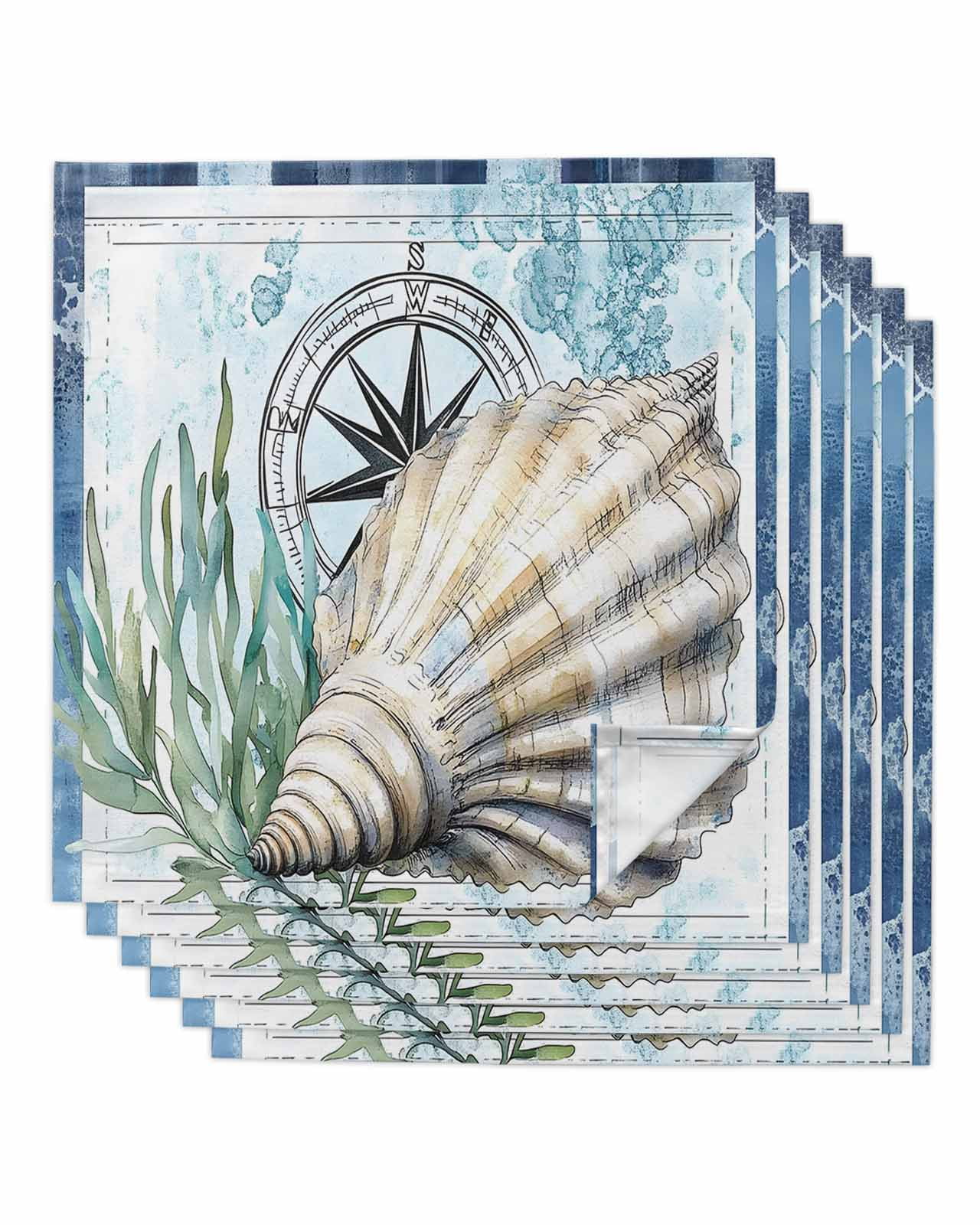 nqOlkjepod Coastal Ocean Cloth Napkins Set of 6 Reusable Dinner Napkins ...