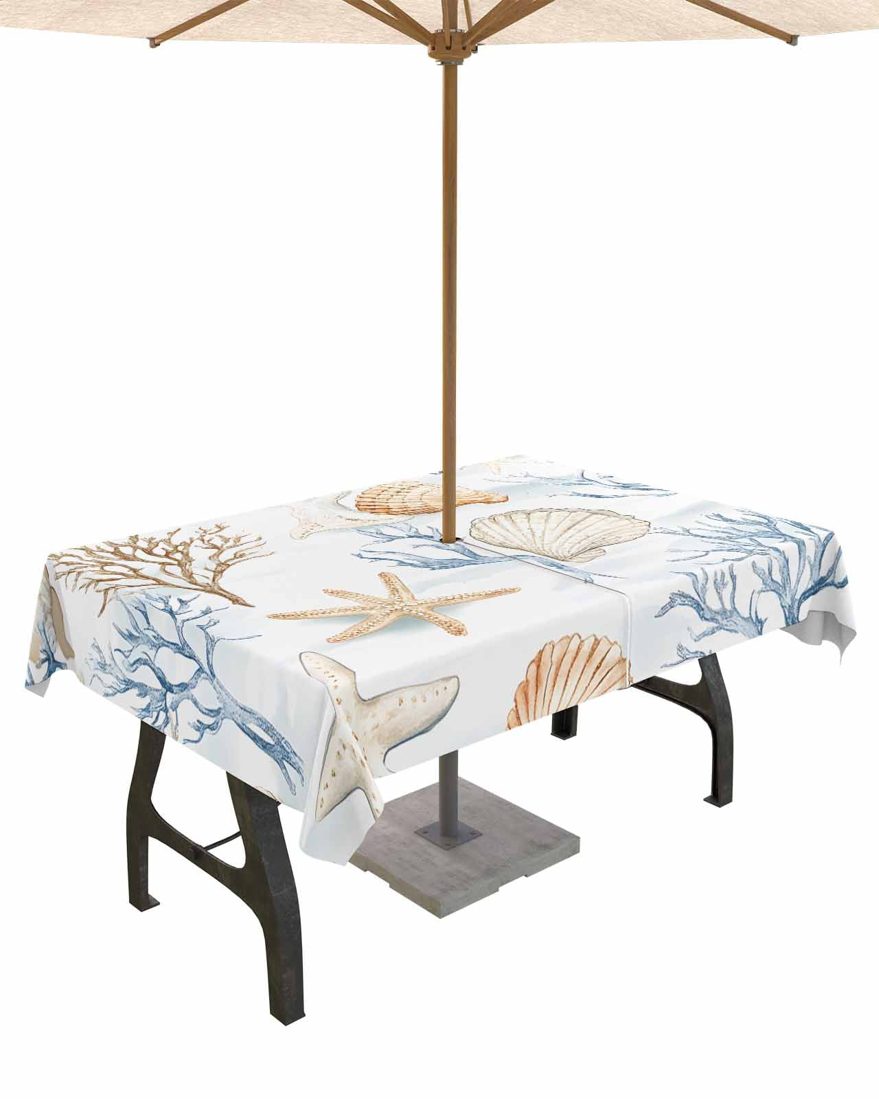 nqOlkjepod Coastal Ocean Outdoor Tablecloth with Umbrella Hole & Zipper ...