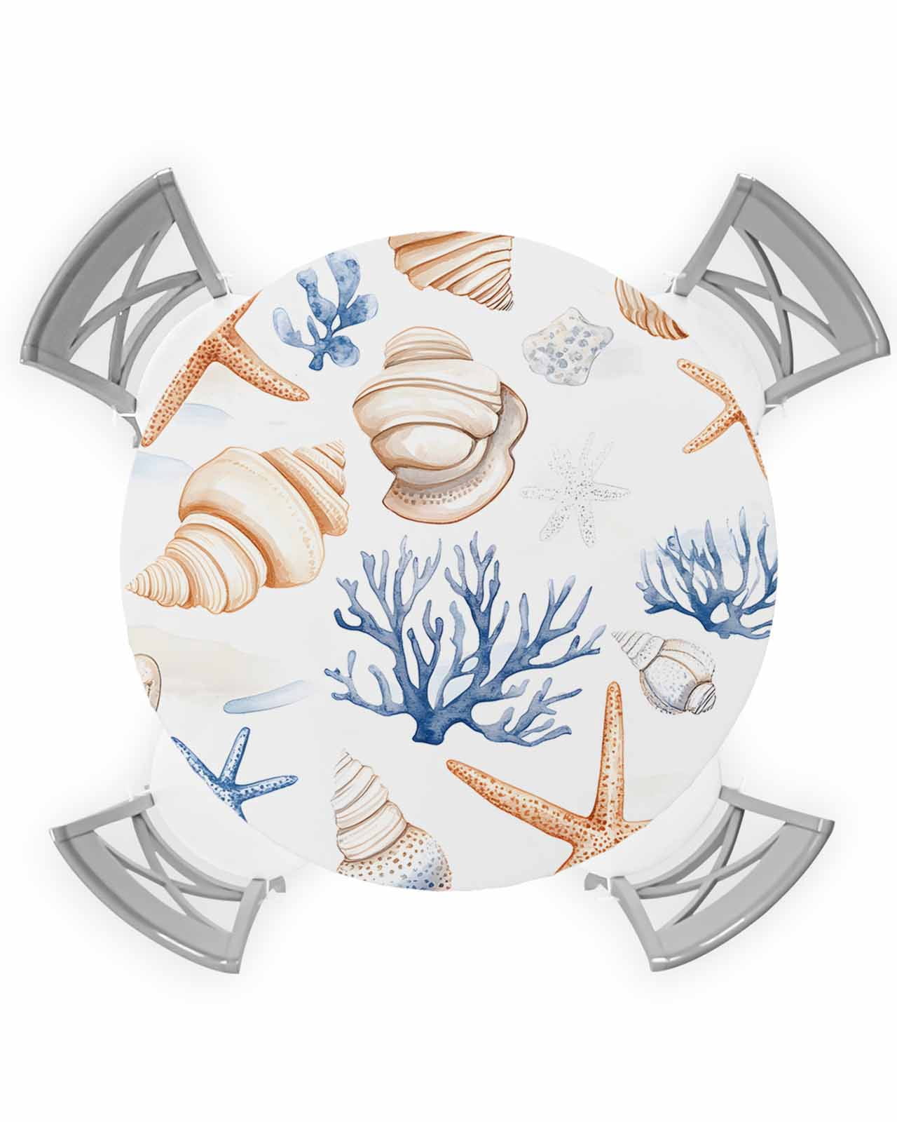 nqOlkjepod Coastal Ocean Round Tablecloth, Fitted Table Cover with ...
