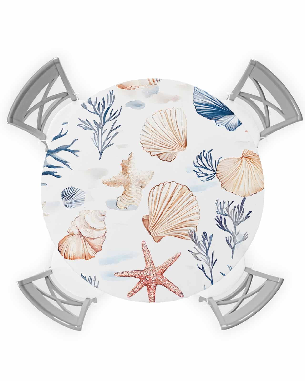 nqOlkjepod Coastal Round Tablecloth, Fitted Table Cover with Elastic ...